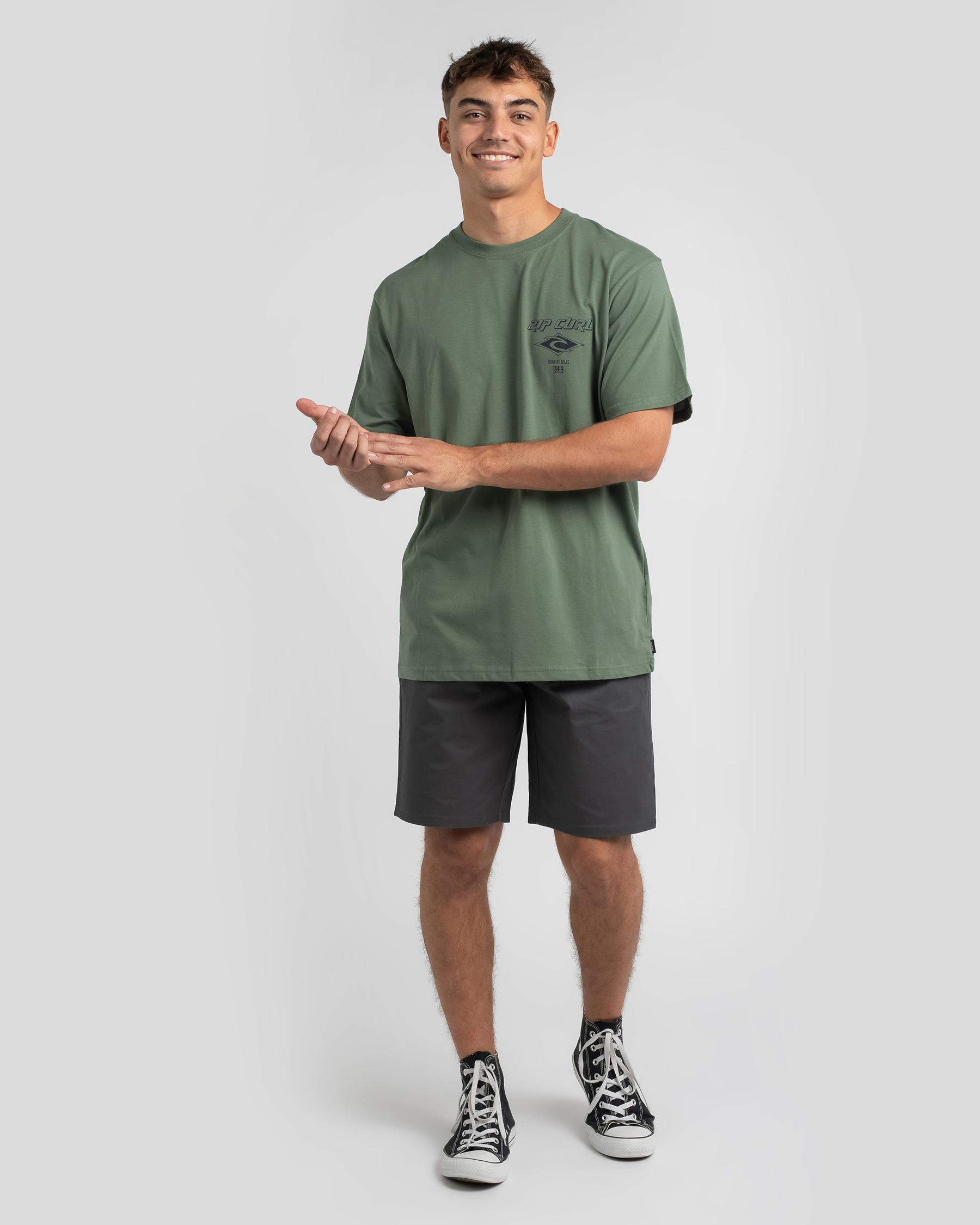 Shop Rip Curl Fade Out Icon T-Shirt In Mid Green - Fast Shipping & Easy ...