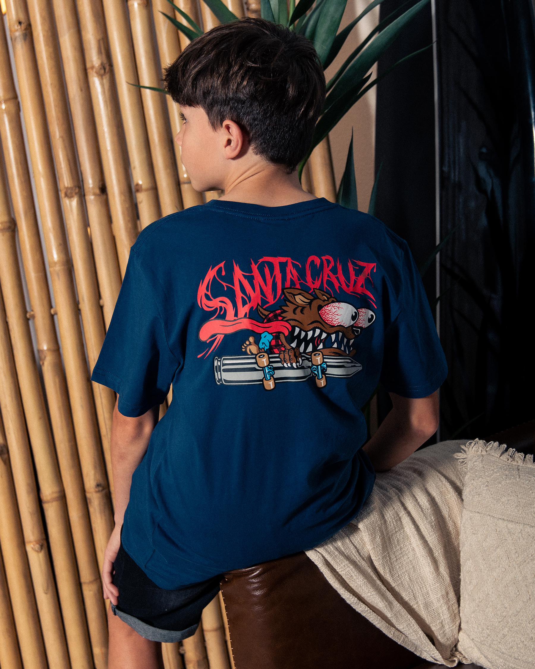 Shop Santa Cruz Boys' Wolf Slasher T-Shirt In Navy - Fast Shipping ...