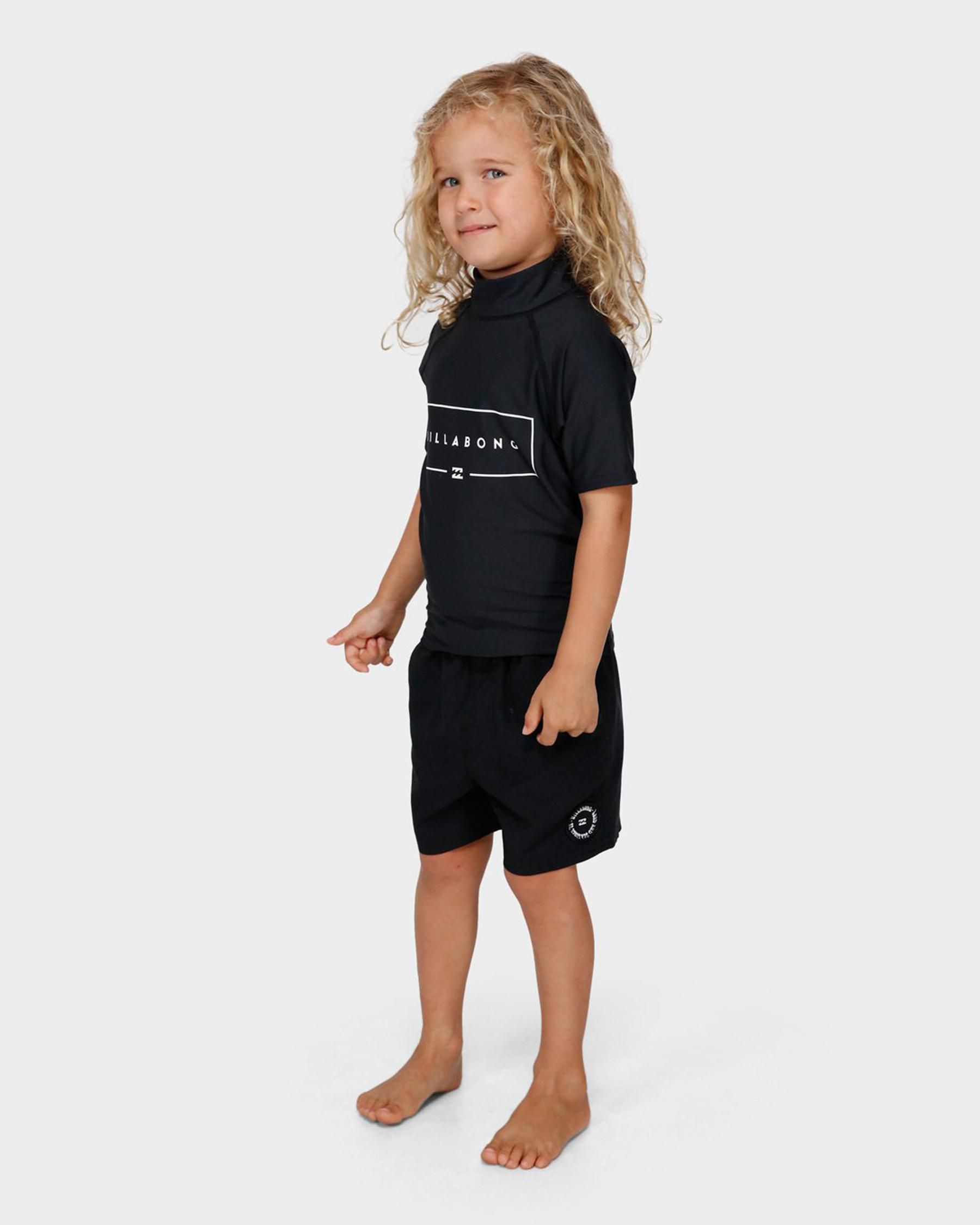 Billabong Groms' Union Short Sleeve Rash Vest In Black - FREE* Shipping ...