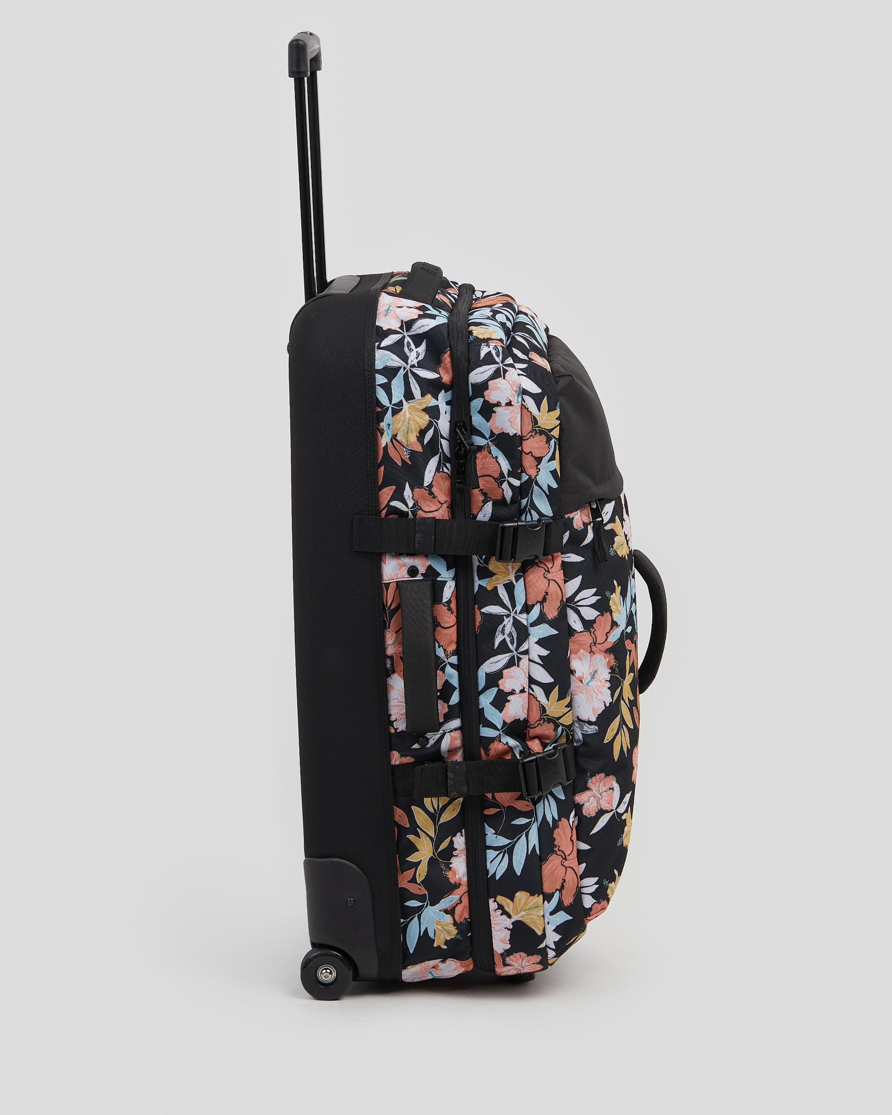 Shop Roxy Fly Away Too Large Wheeled Travel bag In Anthracite Island ...