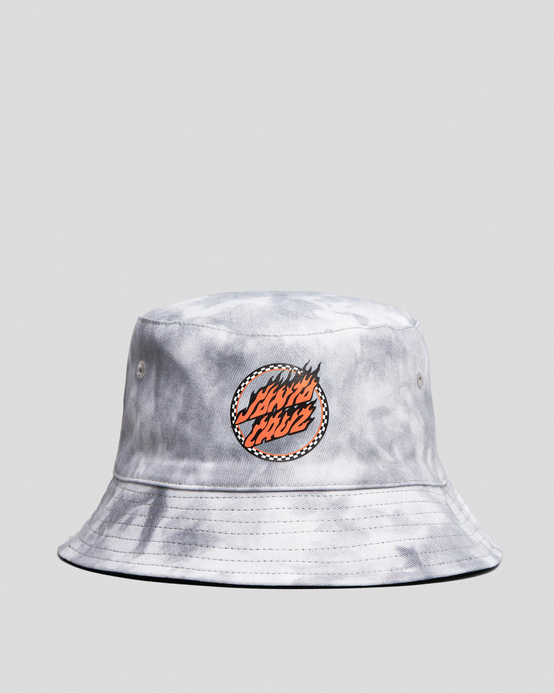 Shop Santa Cruz Boys' Checked Ringed Flamed Dot Bucket Hat In Grey Tie ...