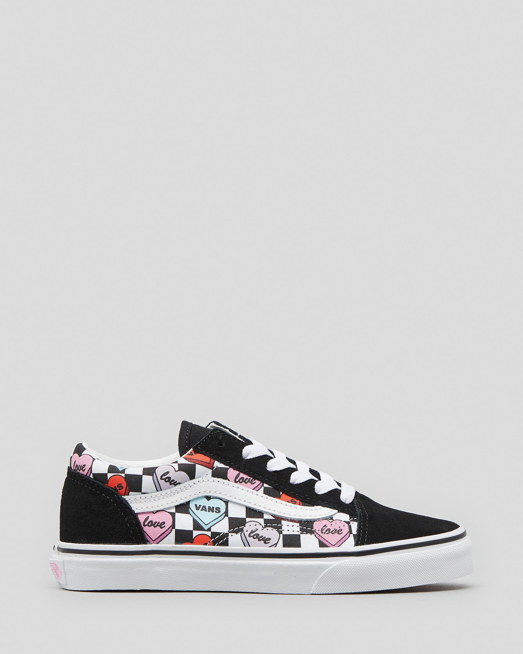 Shop Vans Girls' Old Skool Shoes In Black/true White - Fast Shipping ...