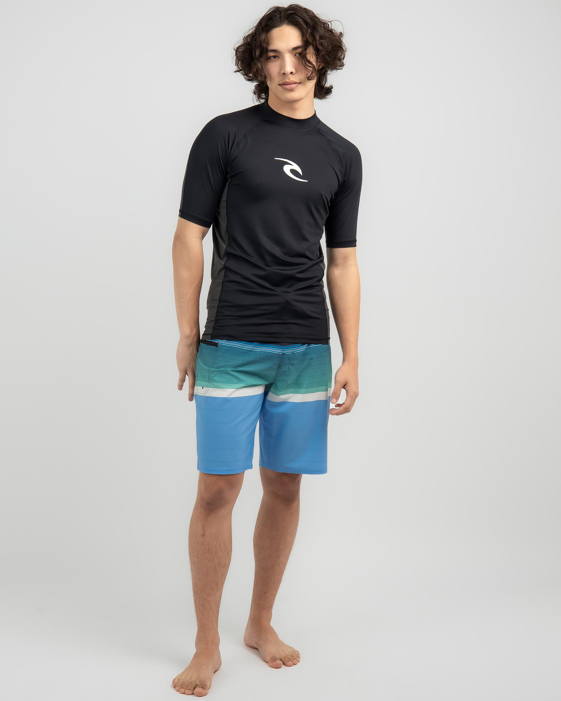 Shop Rip Curl Waves UPF Perf Short Sleeve Rash Vest In Black - Fast ...