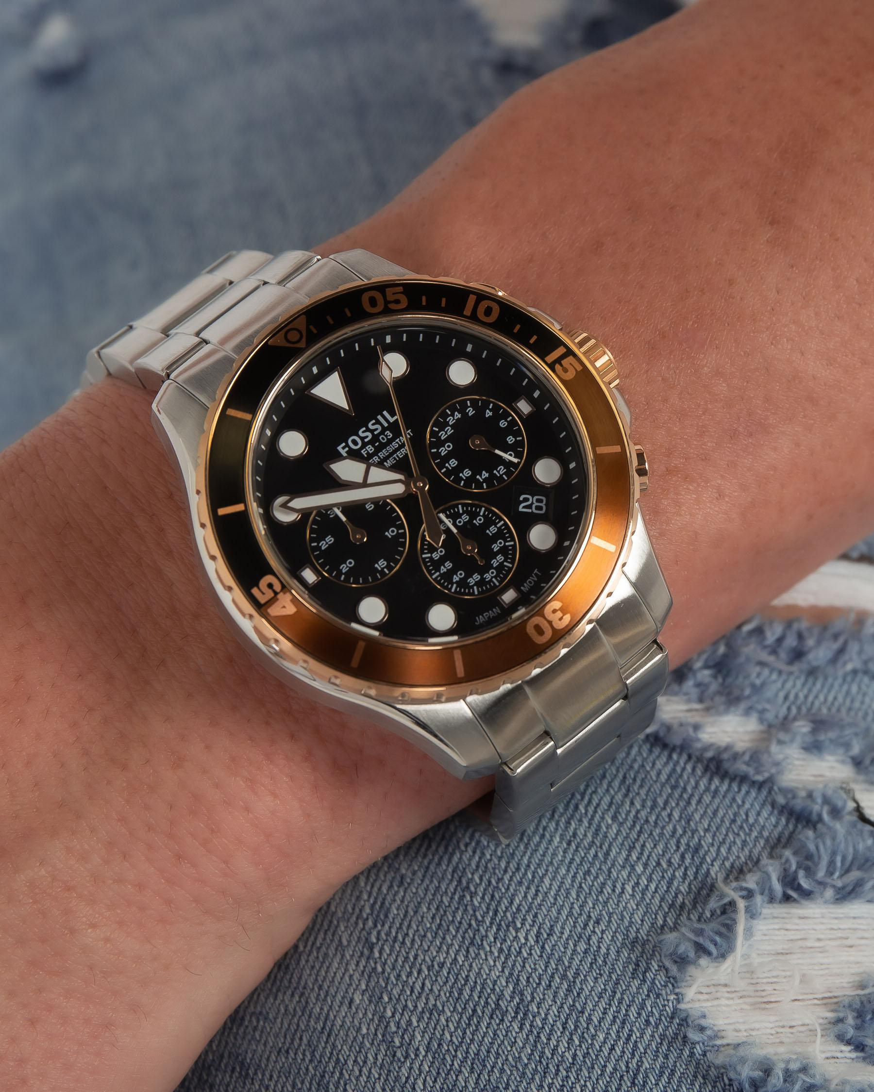 Shop Fossil FB-03 Chronograph Watch In Silver/black - Fast Shipping ...