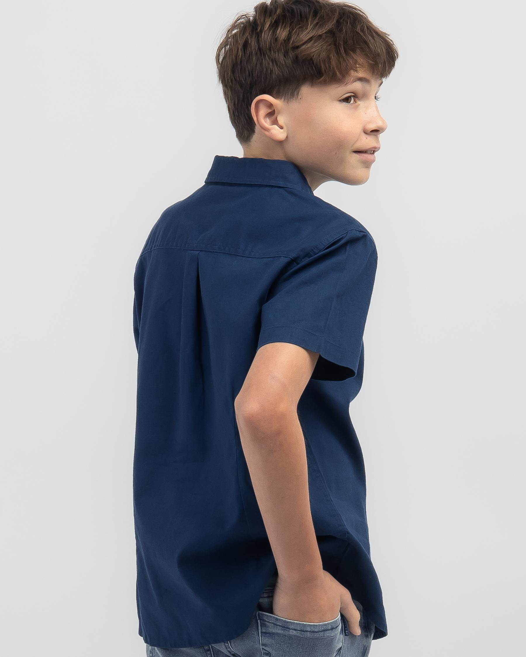 Shop Skylark Boys' Hemp Short Sleeve Shirt In Navy - Fast Shipping ...