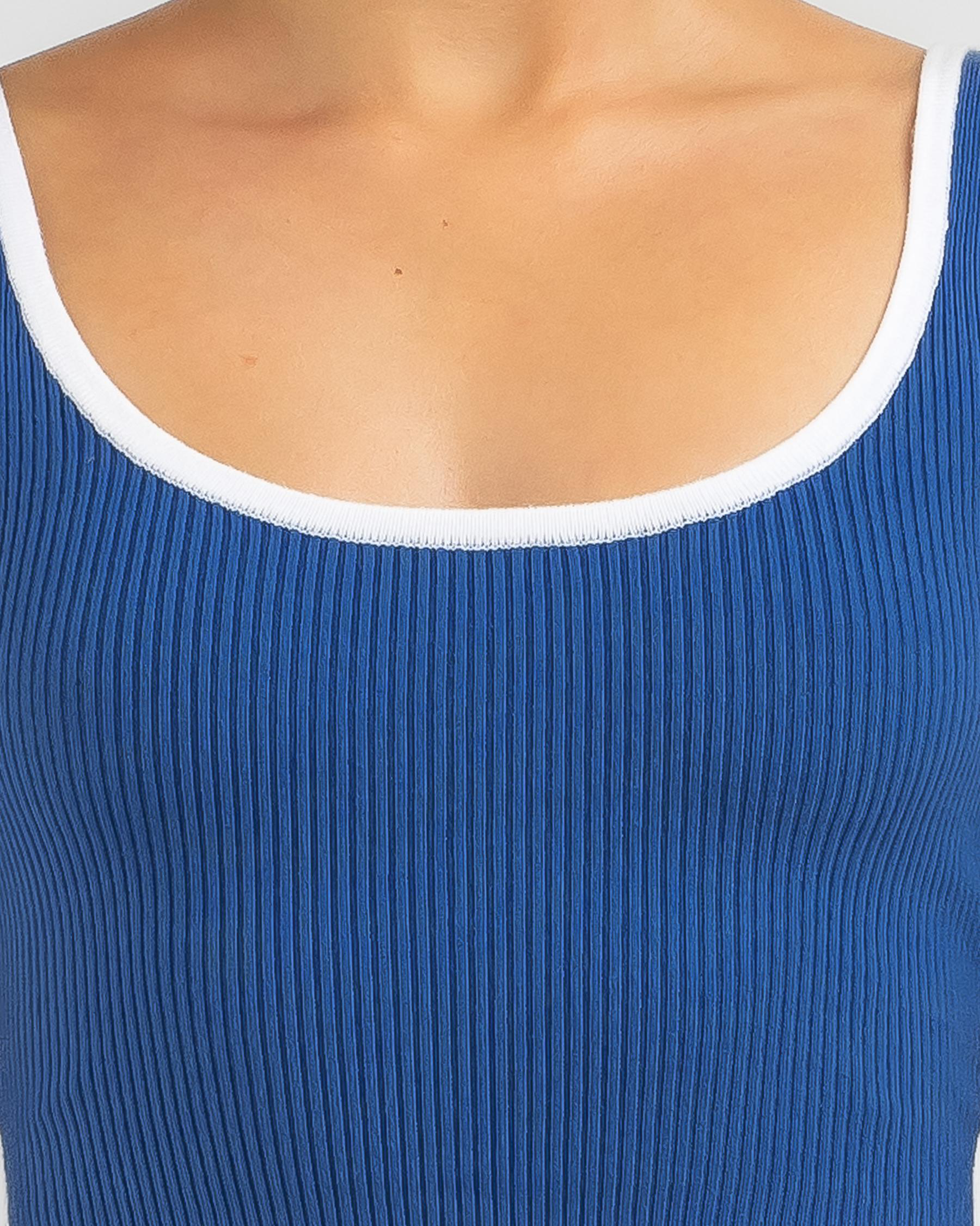 Shop Mooloola Basic Knit Top In Blue/white - Fast Shipping & Easy ...