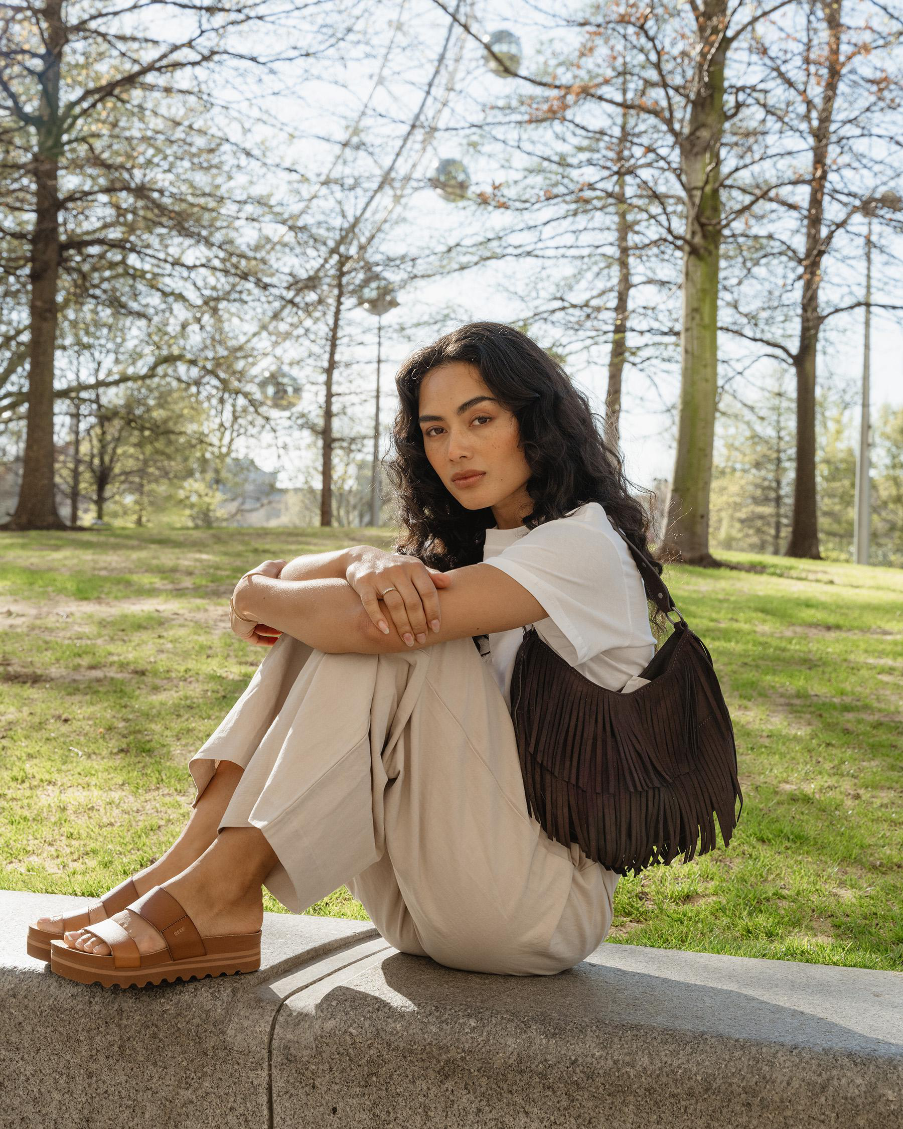 Shop Reef Cushion Vista Hi Sandals In Espresso - Fast Shipping & Easy ...