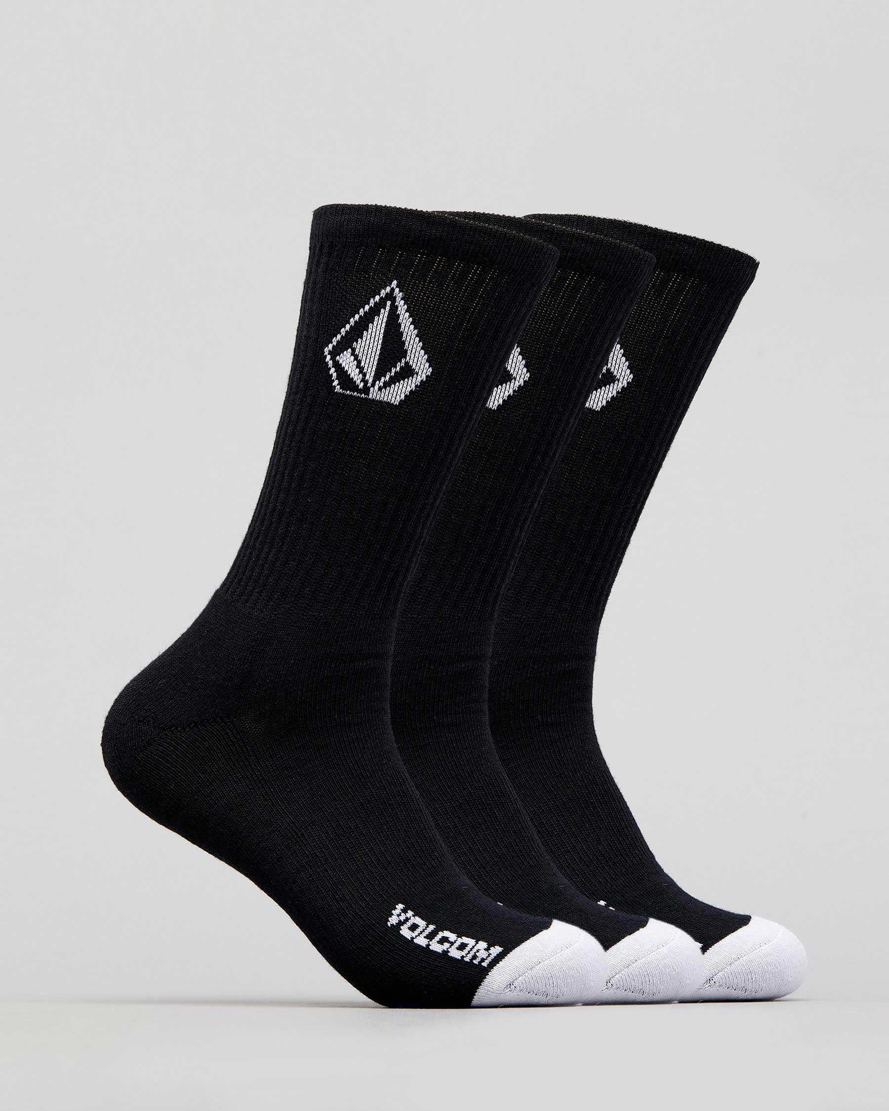 Shop Volcom Full Stone Socks 3 Pack In Black - Fast Shipping & Easy ...