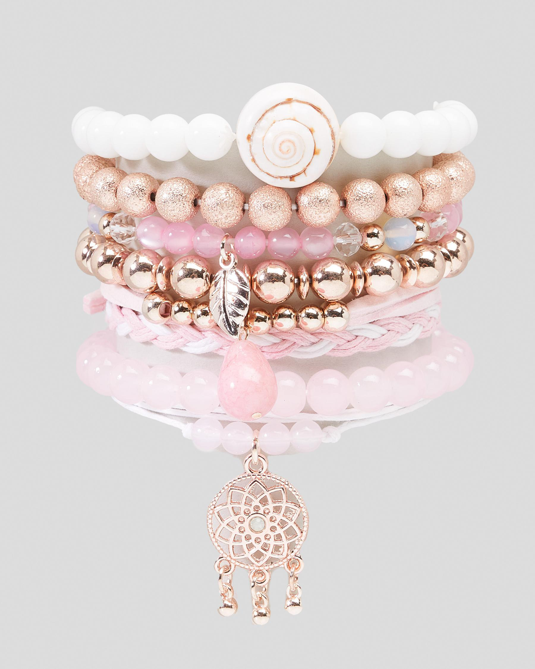 Shop Karyn In LA Amaranta Bracelet Pack In Pink/light Rose Gold - Fast ...