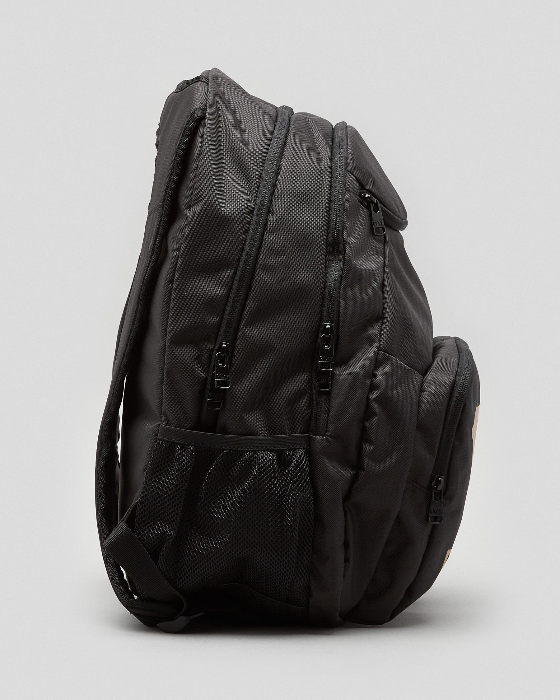 Shop Roxy Shadow Swell Logo Backpack In Anthracite - Fast Shipping ...