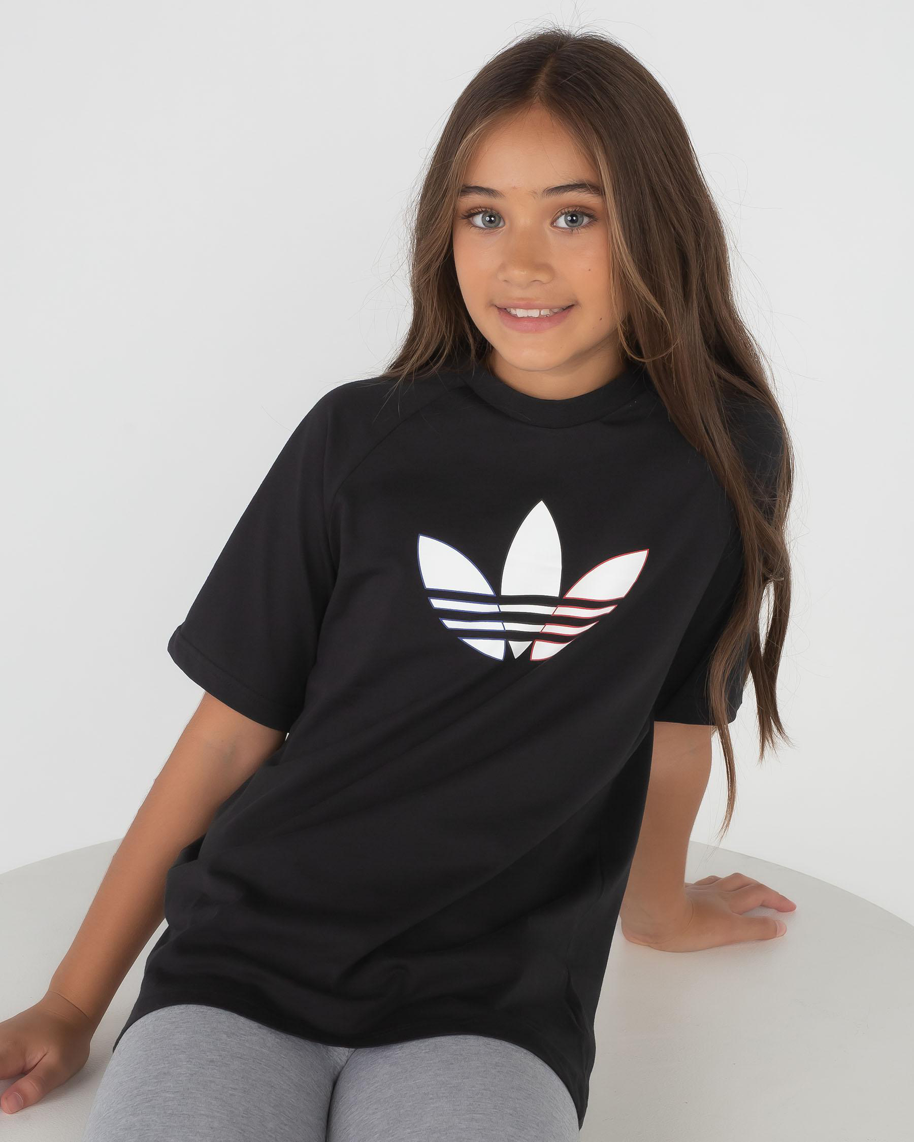 Shop adidas Girls' Adicolour T-Shirt In Black - Fast Shipping & Easy ...