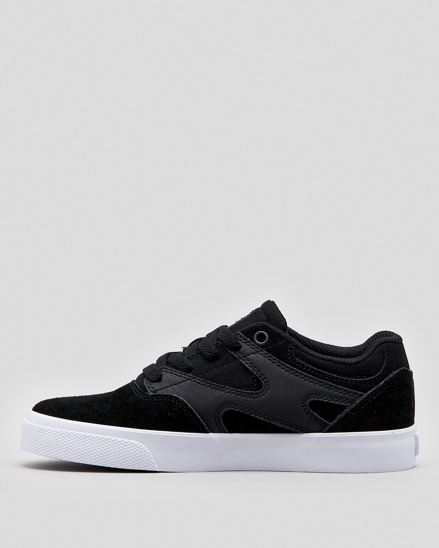 Shop DC Shoes Boys' Kalis Vulc Shoes In Black/black/white - Fast ...