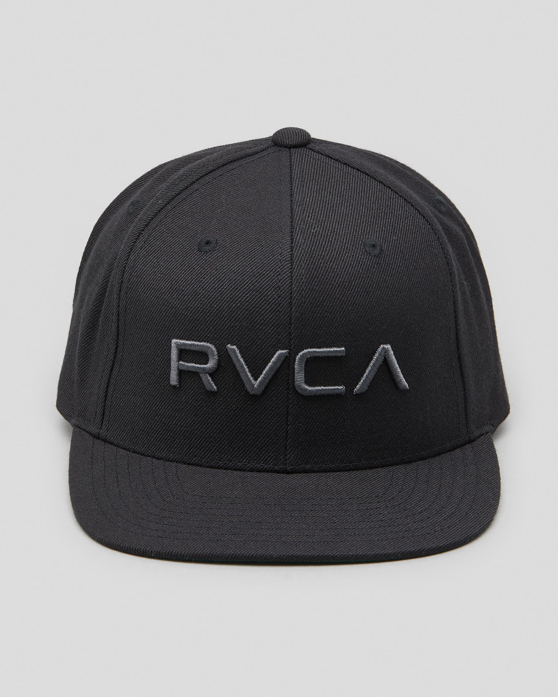 Shop RVCA Twill Snapback II Cap In Black/charcoal - Fast Shipping ...