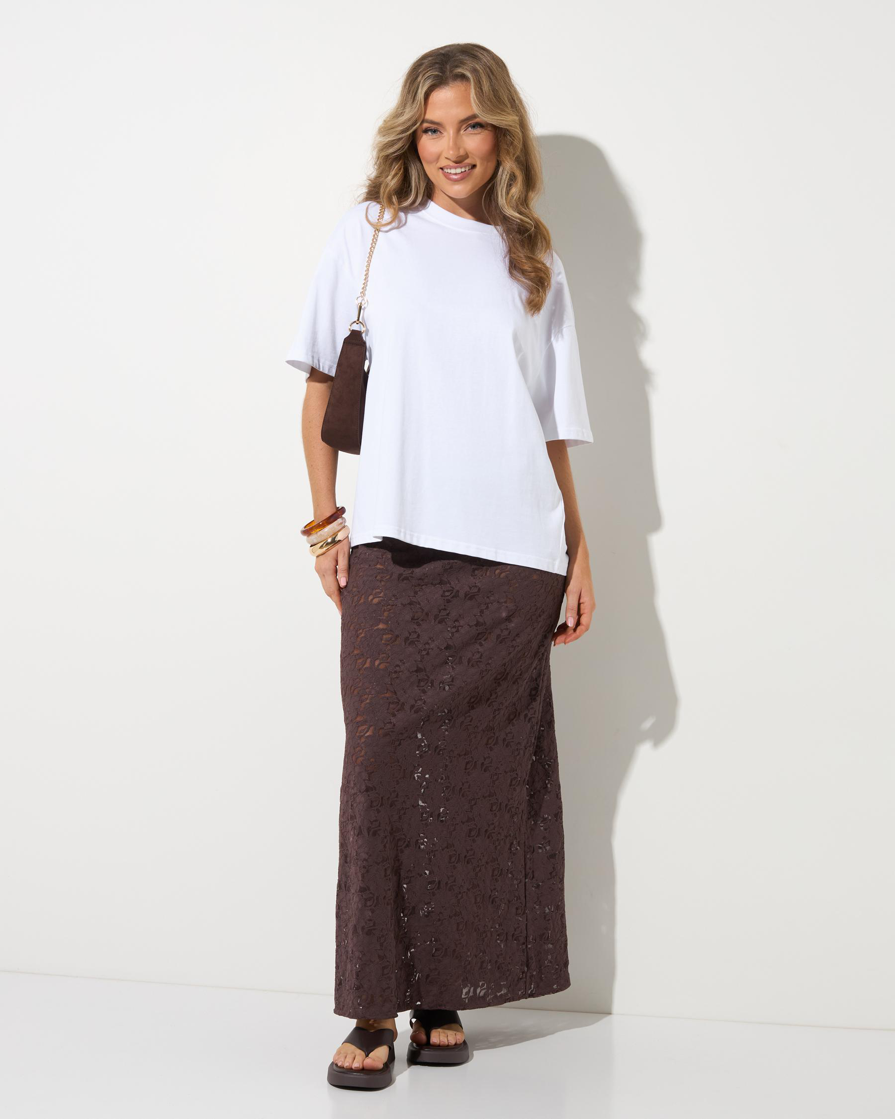 Mooloola Meli French Lace Maxi Skirt In Espresso - FREE* Shipping ...