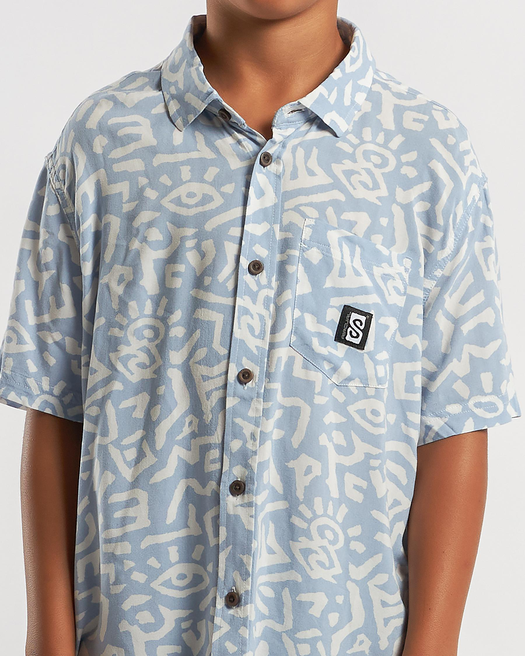 Shop Rip Curl Boys' Search Short Sleeve Shirt In Spray Blue - Fast ...