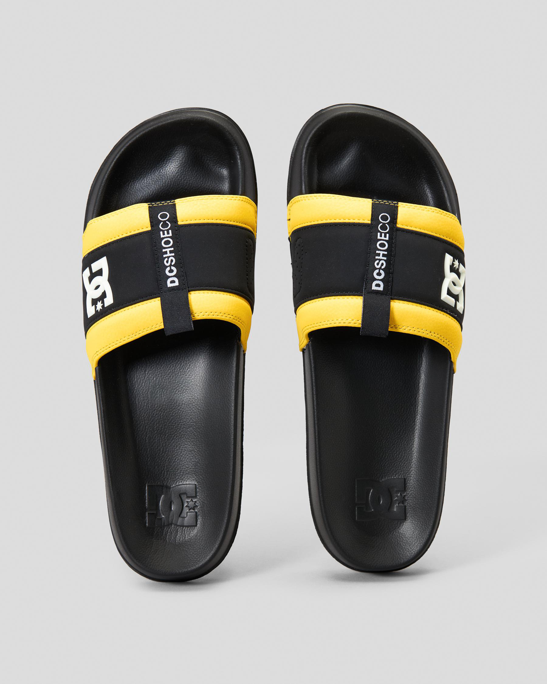 Shop DC Shoes Lynx Slides In Black/black/yellow - Fast Shipping & Easy ...