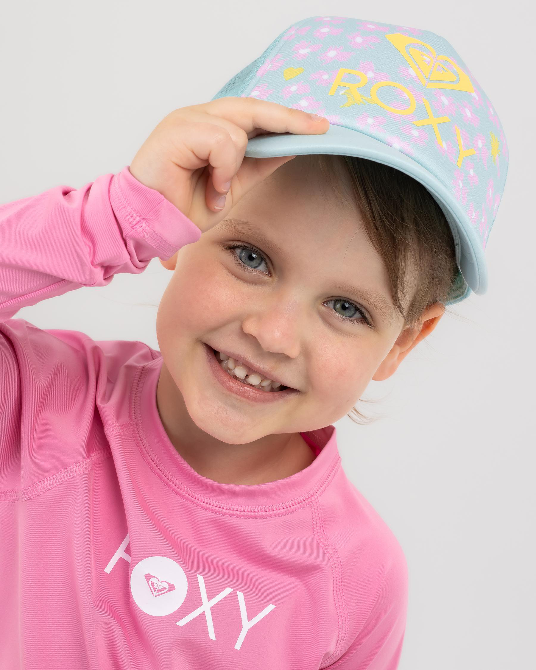 Shop Roxy Toddlers' Sweet Emotions Trucker In Aruba Blue Teenie Ditsy - Fast Shipping & Easy ...