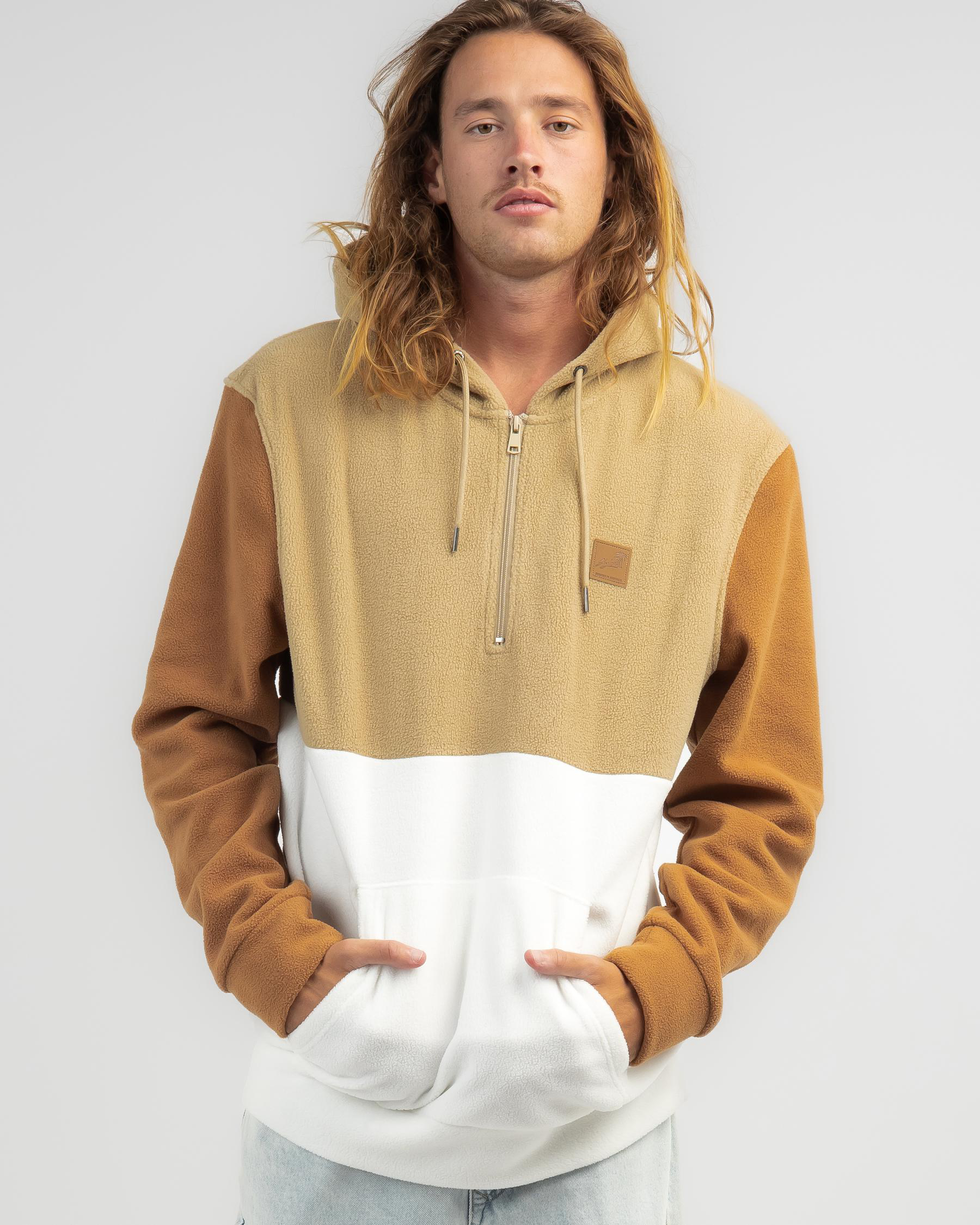 Shop Skylark Umber Polar Fleece Hoodie In Tan / Stone / Tobacco - Fast ...