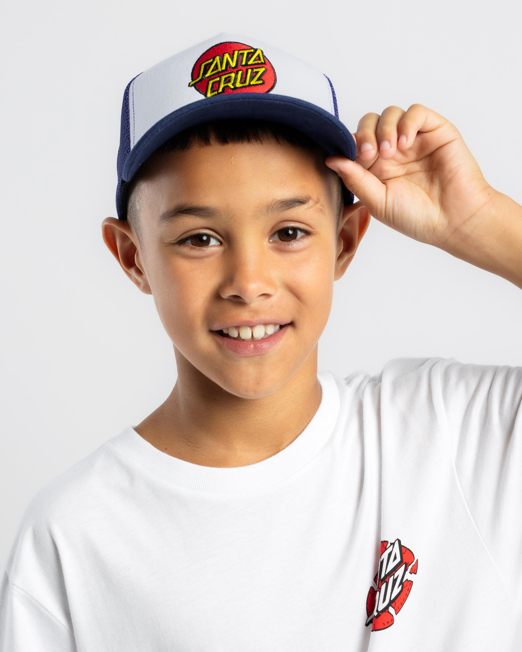 Shop Santa Cruz Boys' Classic Dot Trucker Cap In Dark Blue - Fast ...