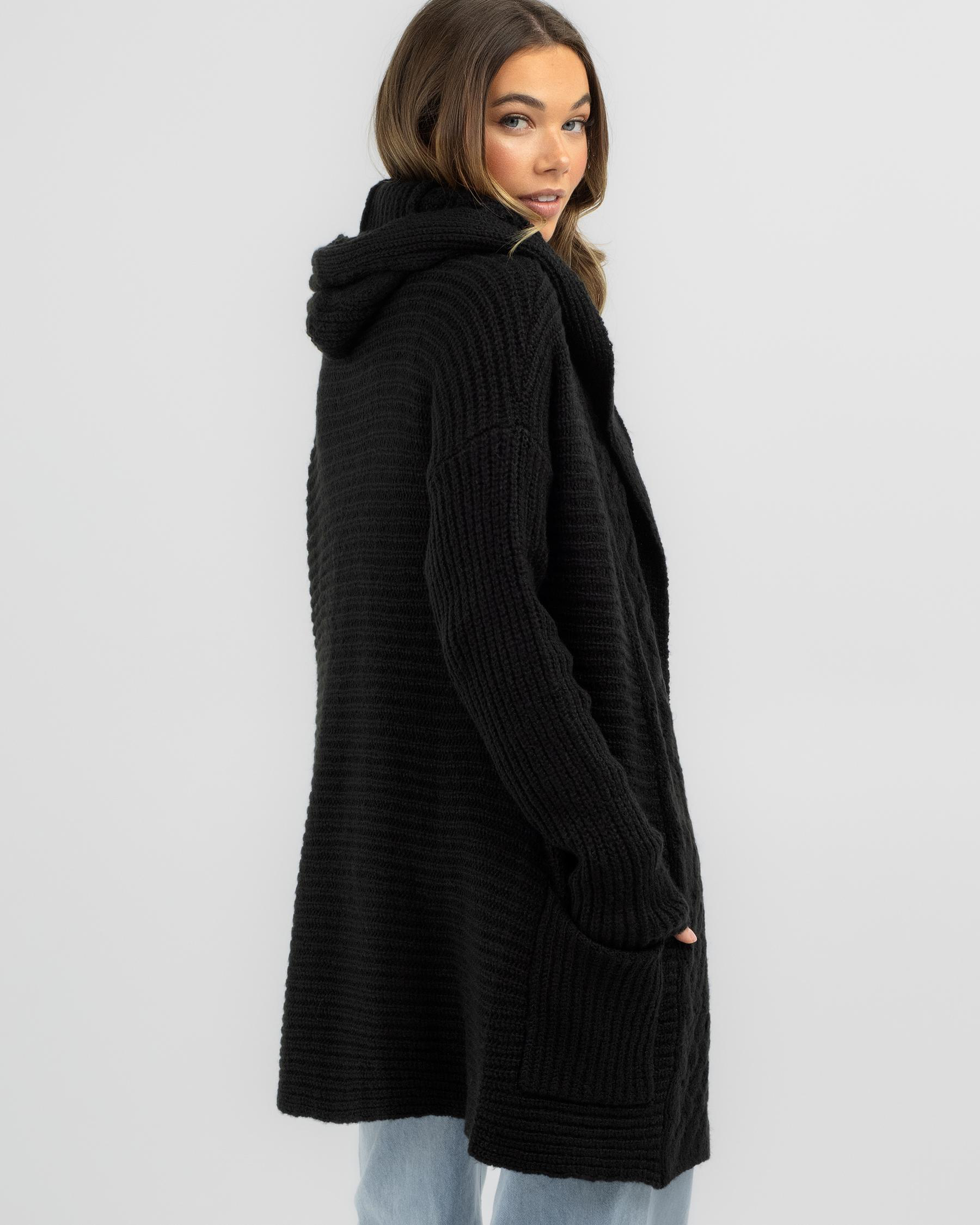 Shop Volcom Homeward Bound II Knit Cardigan In Black - Fast Shipping ...