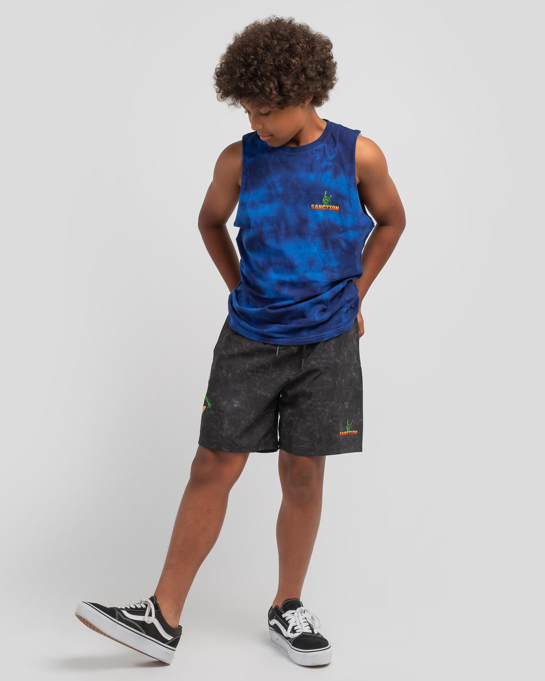 Shop Sanction Boys' Radical Muscle Tank In Bright Blue Mottle - Fast ...