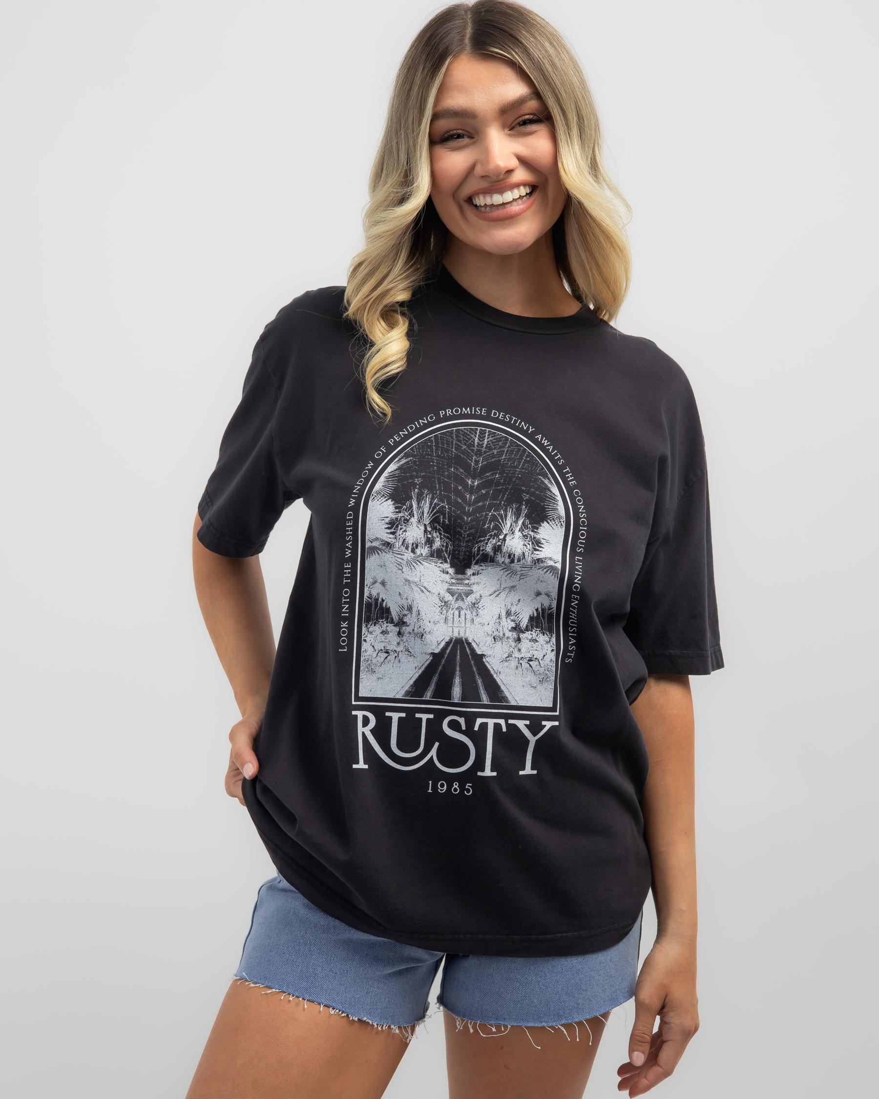 Shop Rusty Destiny Awaits Oversized T-Shirt In Vintage Black - Fast ...