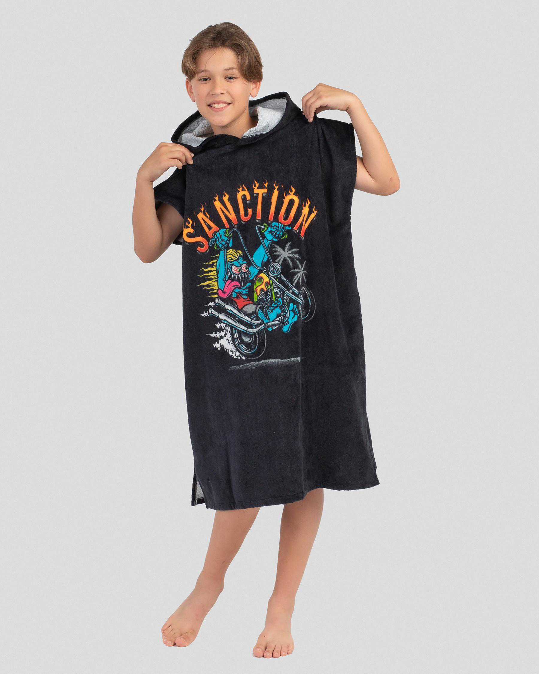 Shop Sanction Boys' Chopper Hooded Towel In Black - Fast Shipping ...