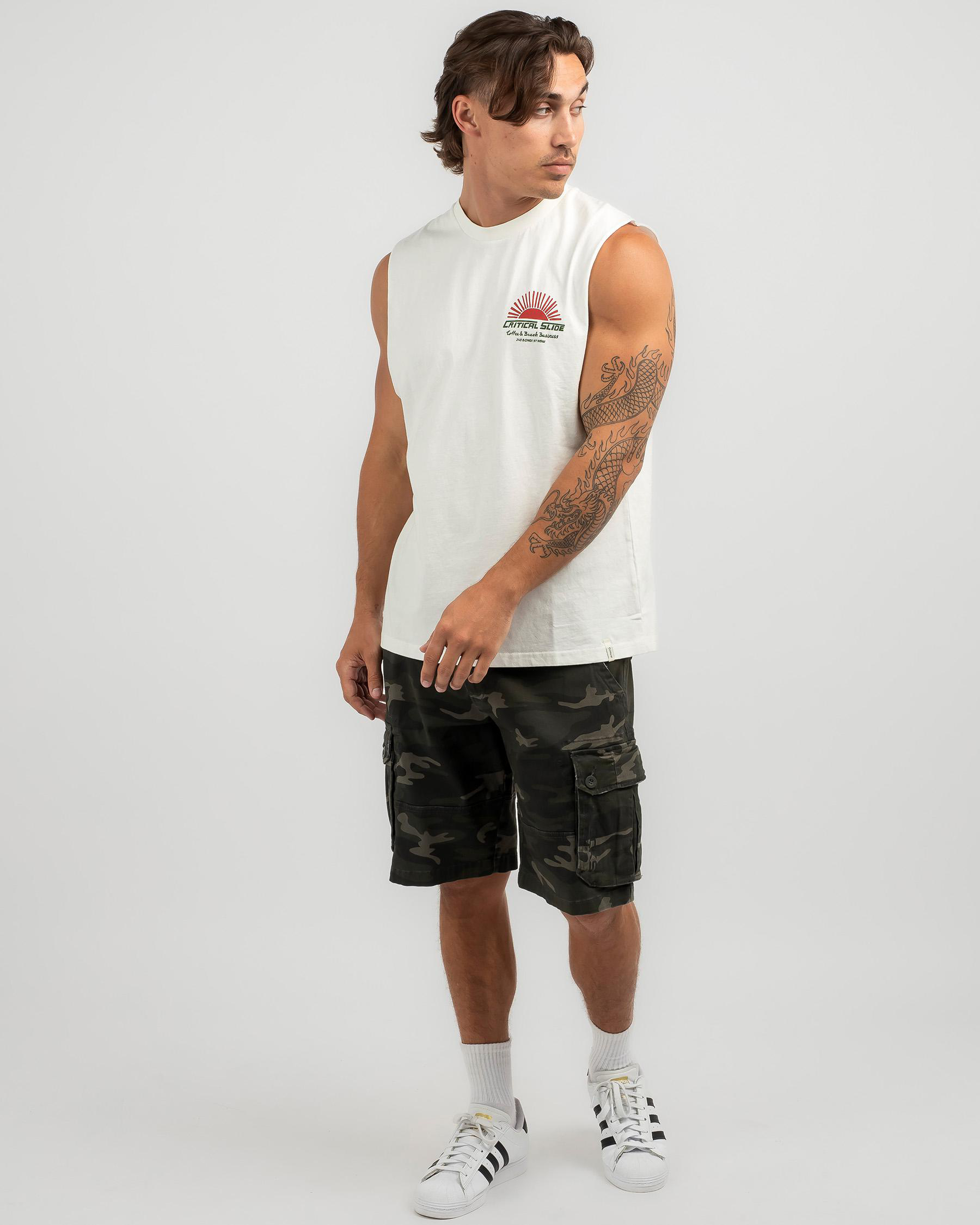 Shop The Critical Slide Society Rising Sun Muscle Tank In Vintage White ...