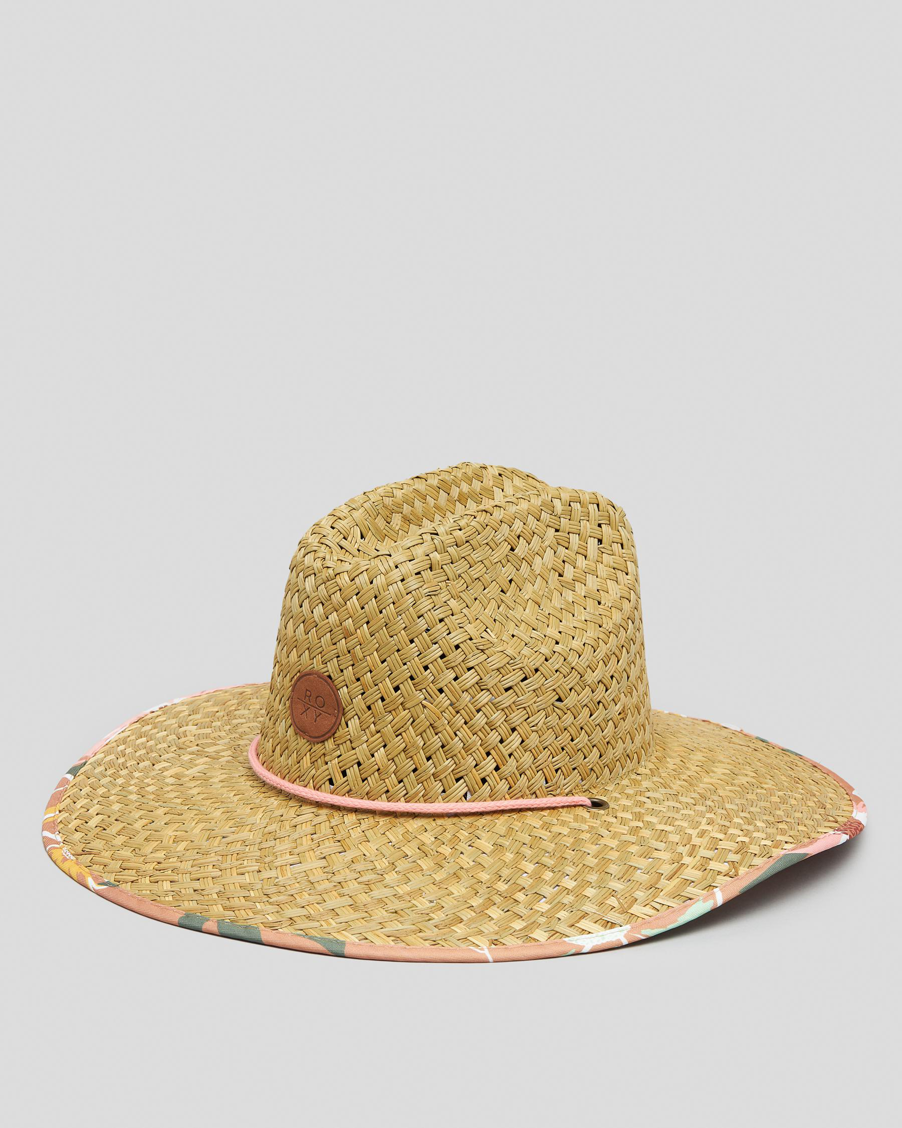 Shop Roxy Pina To My Colada Printed Panama Hat In Toasted Nut Bloom ...