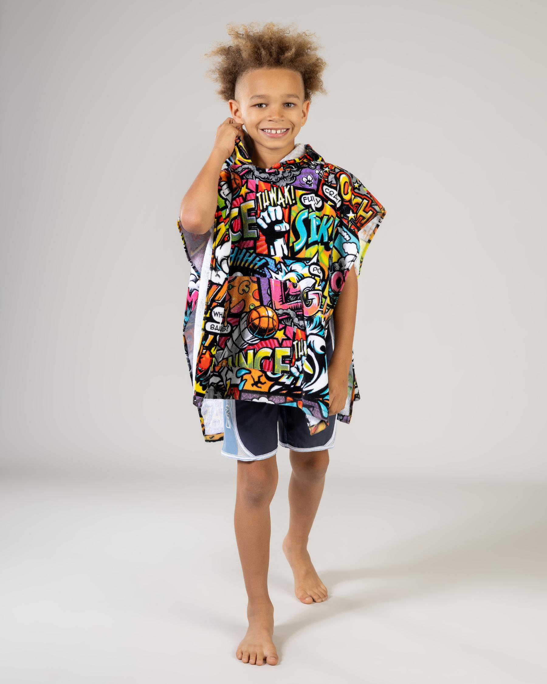 Shop Jacks Kids' Boom Hooded Towel In Black/multi - Fast Shipping ...