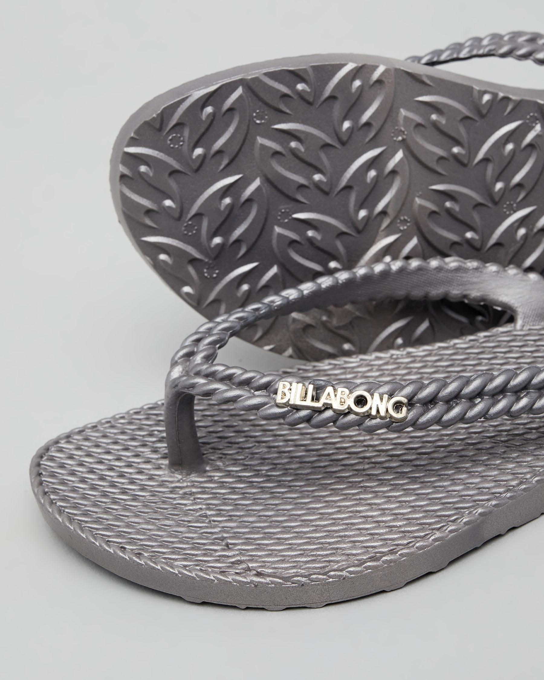 Shop Billabong Kick Back Thongs In Silver - Fast Shipping & Easy ...