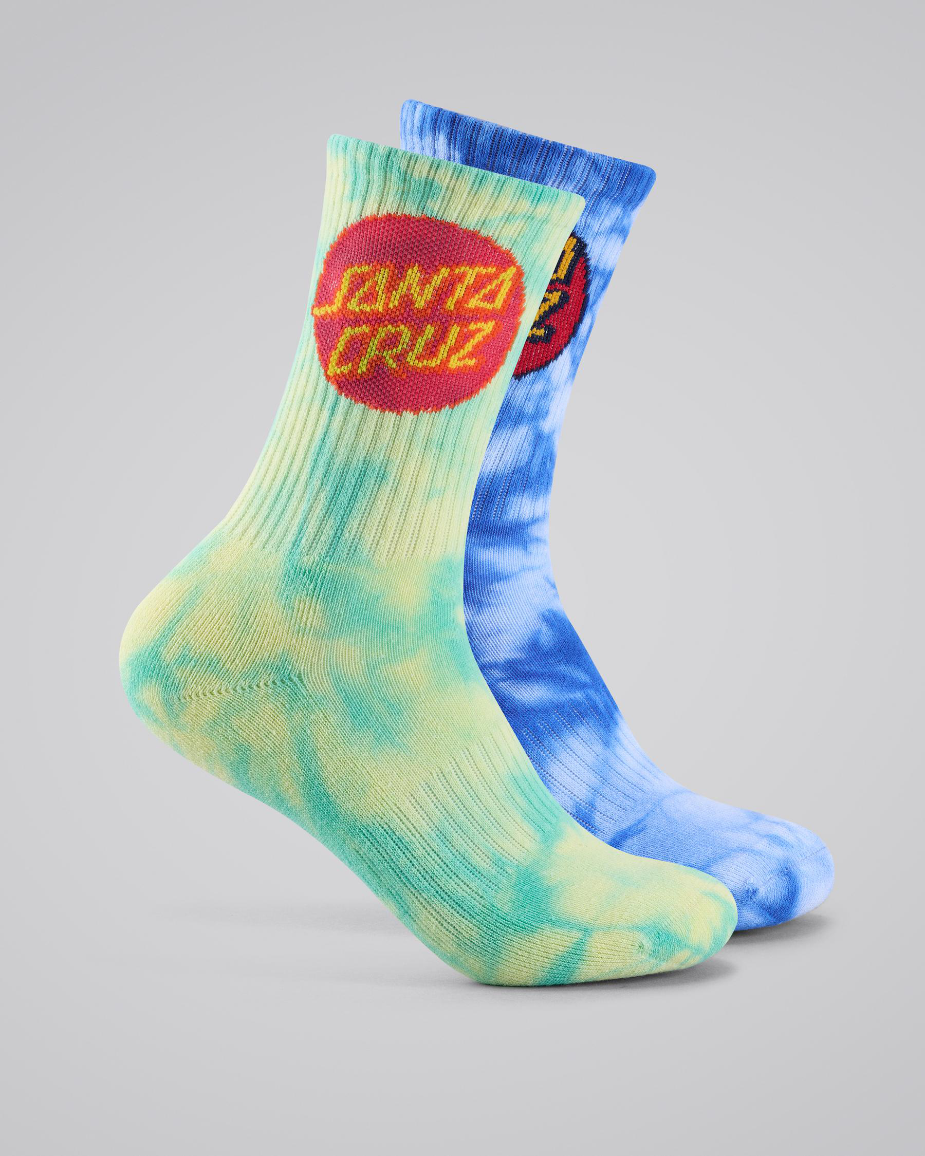 Shop Santa Cruz Boys' Scratch Dot Crew Socks 2 Pack In Blue Tdye-teal ...