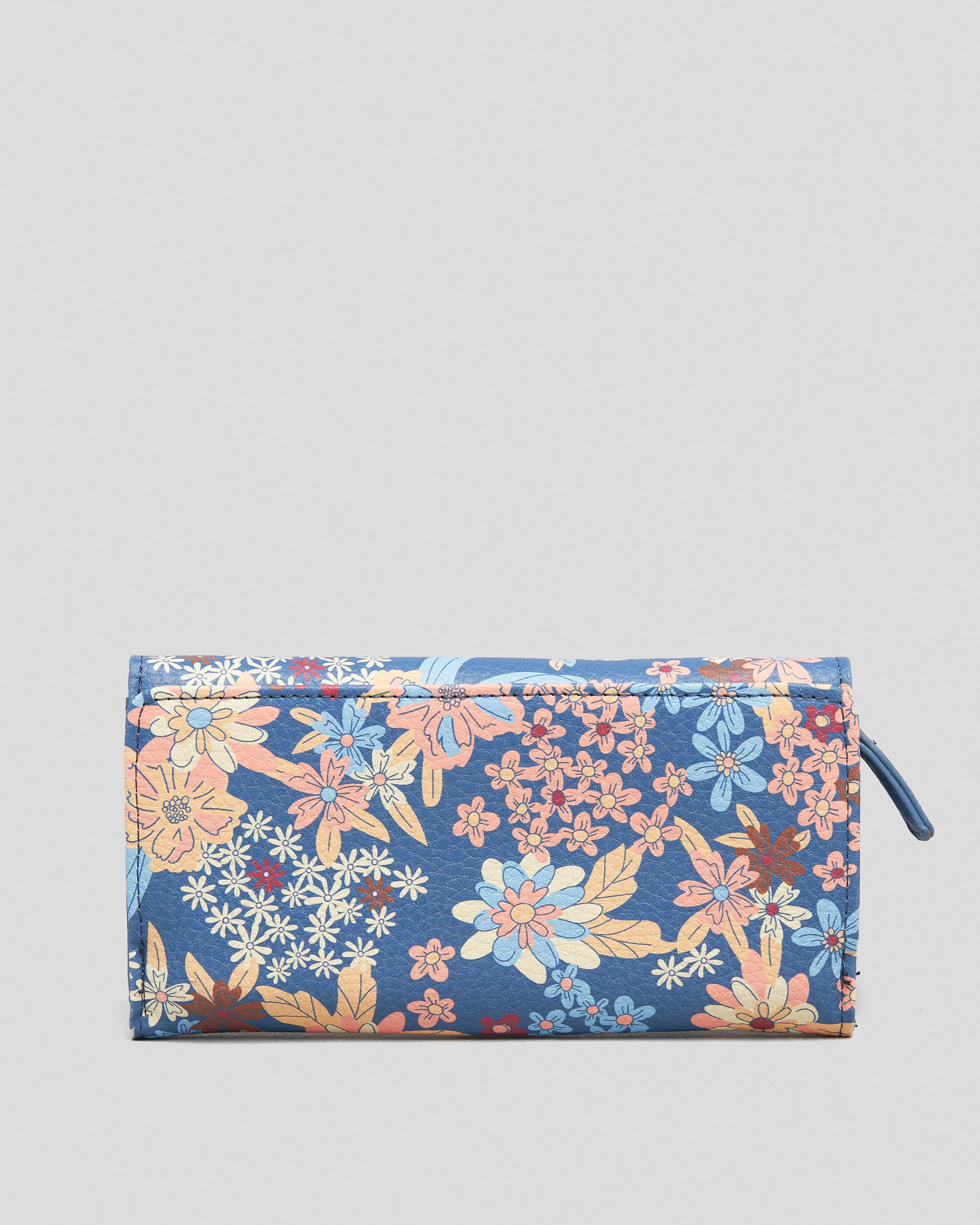 Shop Roxy Hazy Daze Wallet In Bijou Blue New Tropics Ditsy - Fast ...
