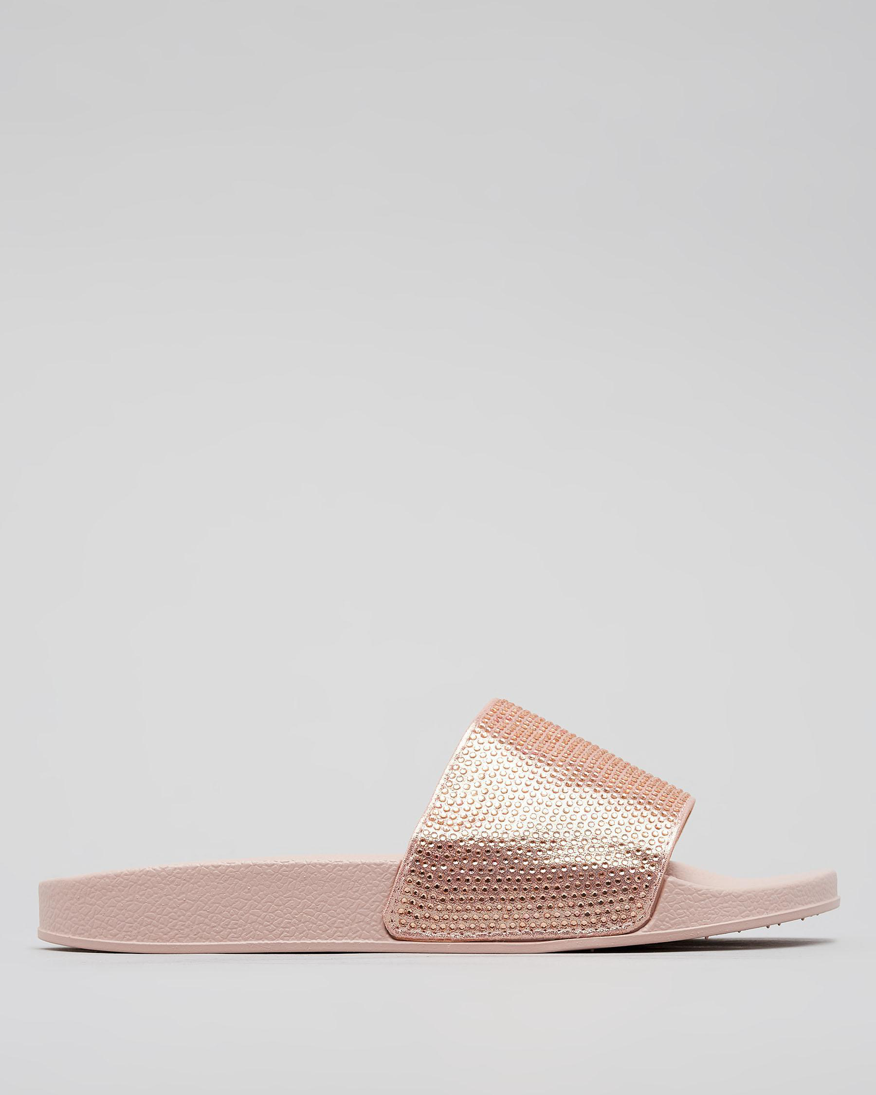 Shop Ava And Ever Jewelled Slide Sandals In Rose Gold - Fast Shipping ...
