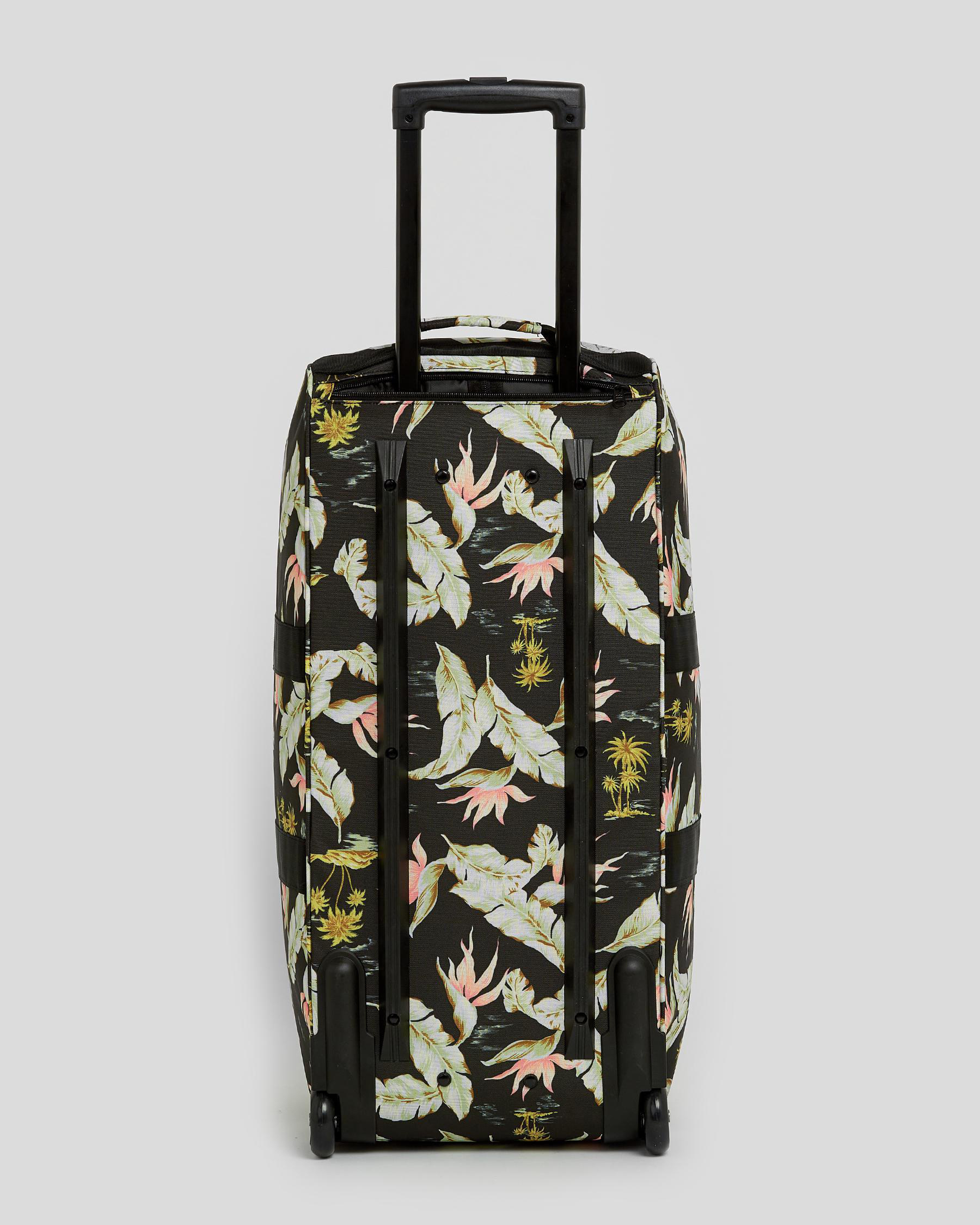 Shop Billabong Check In Large Wheeled Travel Bag In Black/mint - Fast ...