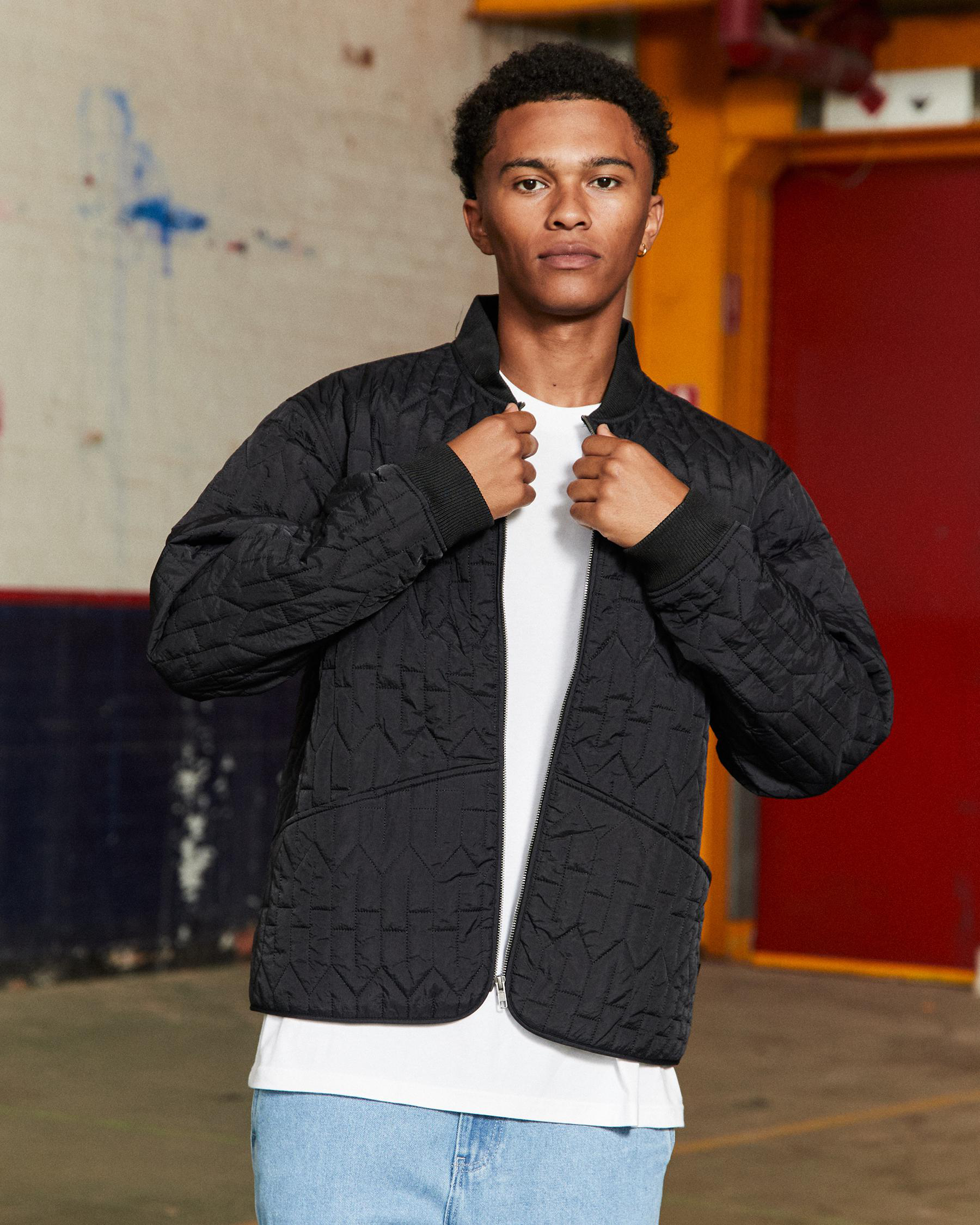 Shop Stussy Quilted Nylon Zip Jacket In Black - Fast Shipping & Easy ...