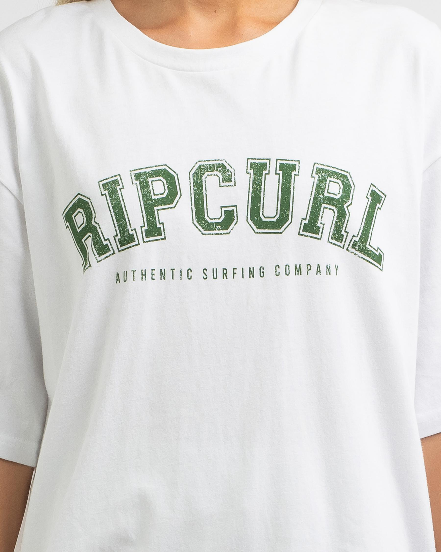 Shop Rip Curl Surf Club Varsity T-Shirt In White - Fast Shipping & Easy ...