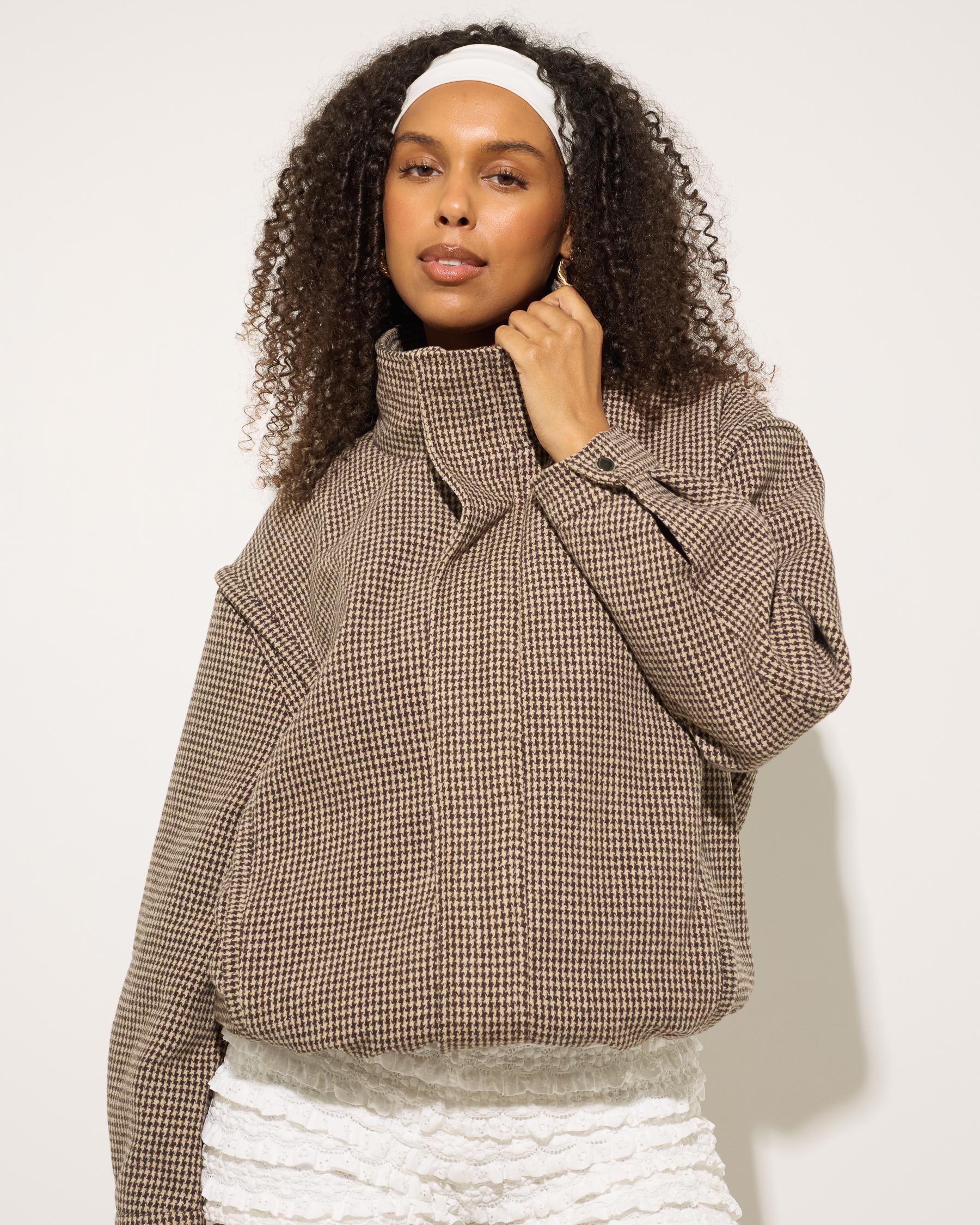 Shop Ava And Ever Sherlock Bomber Jacket In Brown Check - Fast Shipping ...