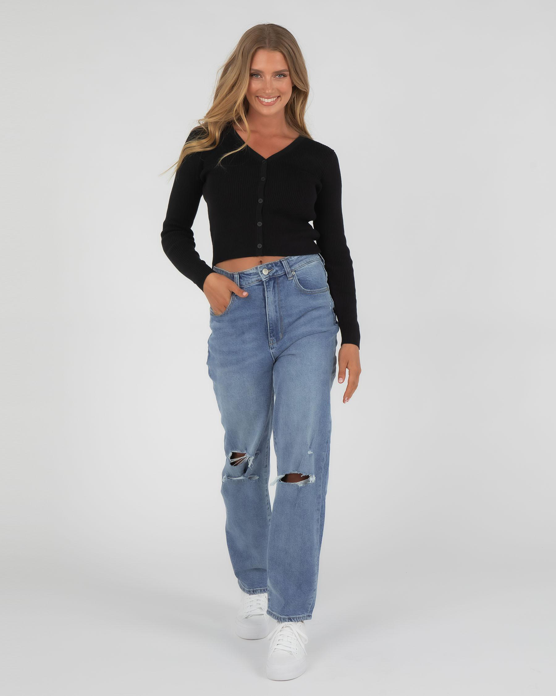 Shop Mooloola Amber Knit Cardigan In Black - Fast Shipping & Easy ...