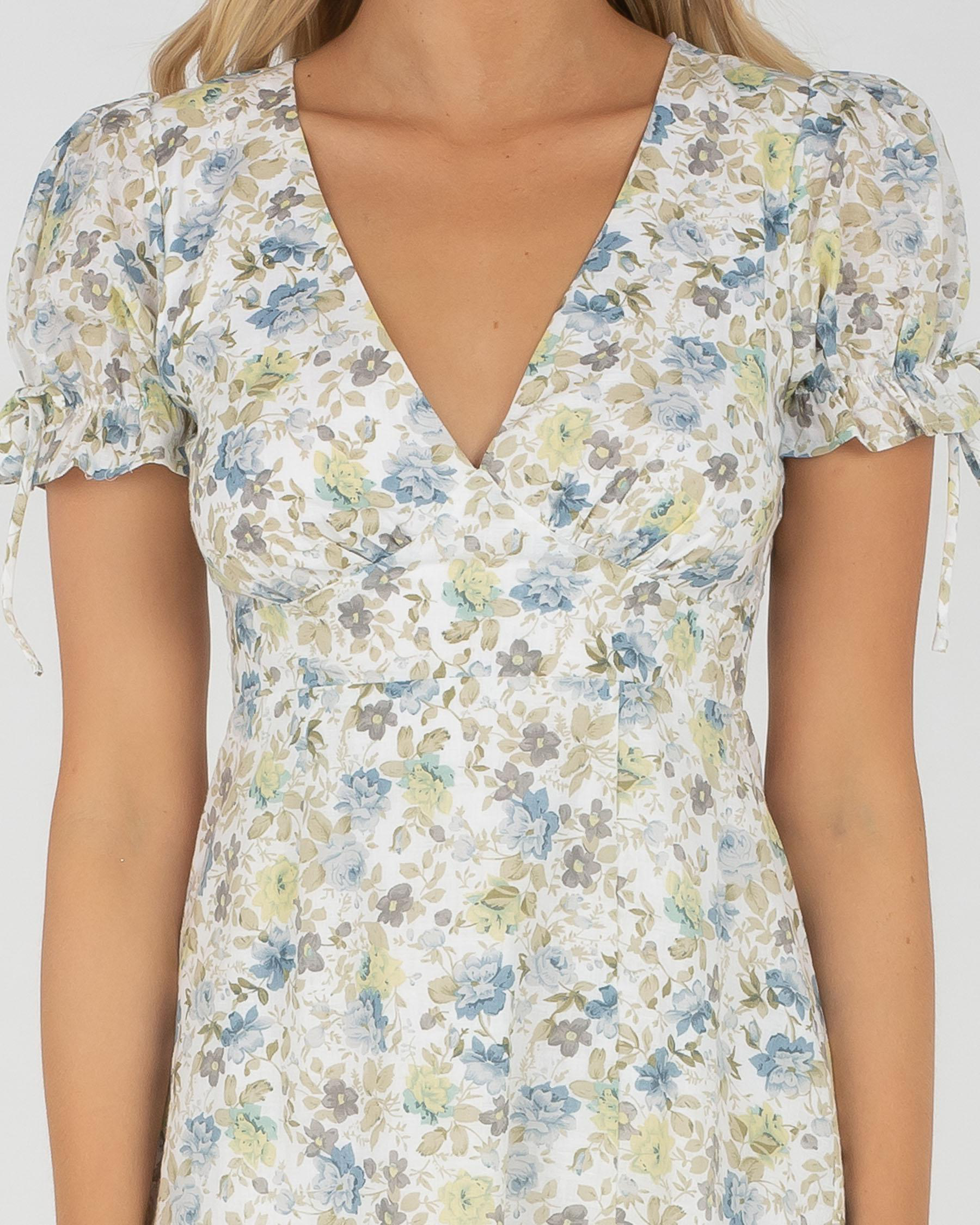 Shop Mooloola Beverly Dress In Blue Floral - Fast Shipping & Easy ...