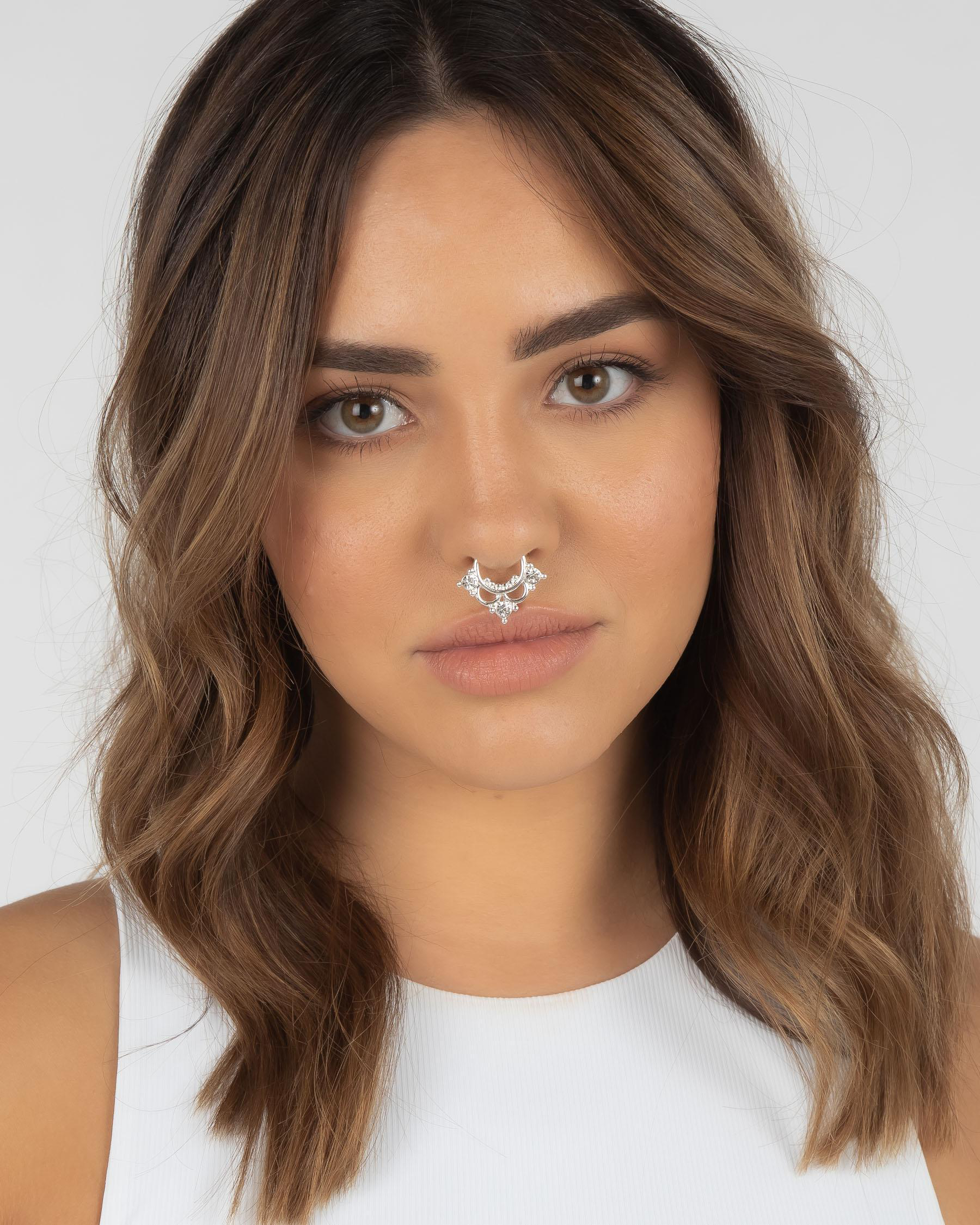 Shop Karyn In LA Nixie Septum Cuff Pack In Shiny Silver - Fast Shipping ...