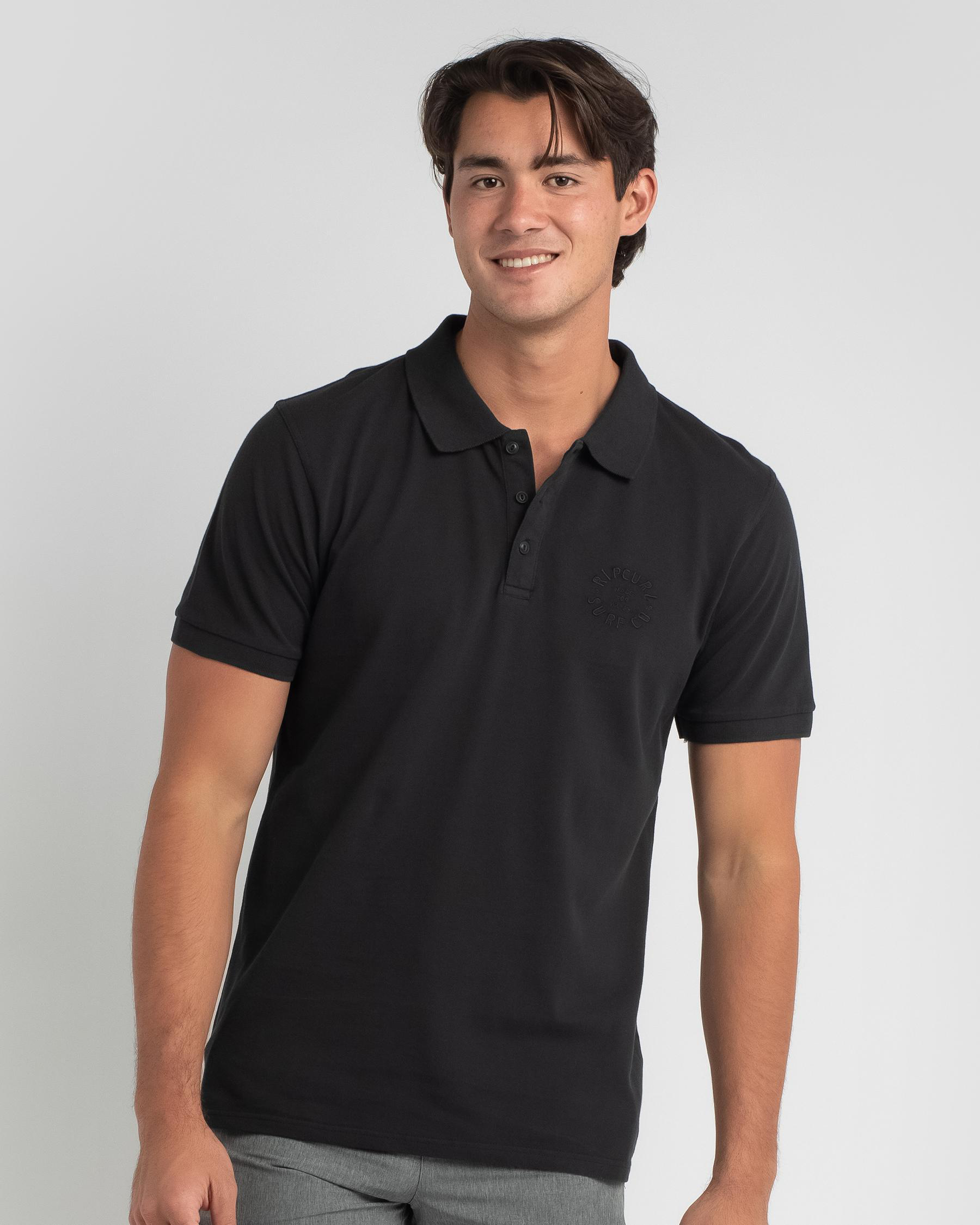 Shop Rip Curl Faded Polo Shirt In Black - Fast Shipping & Easy Returns ...