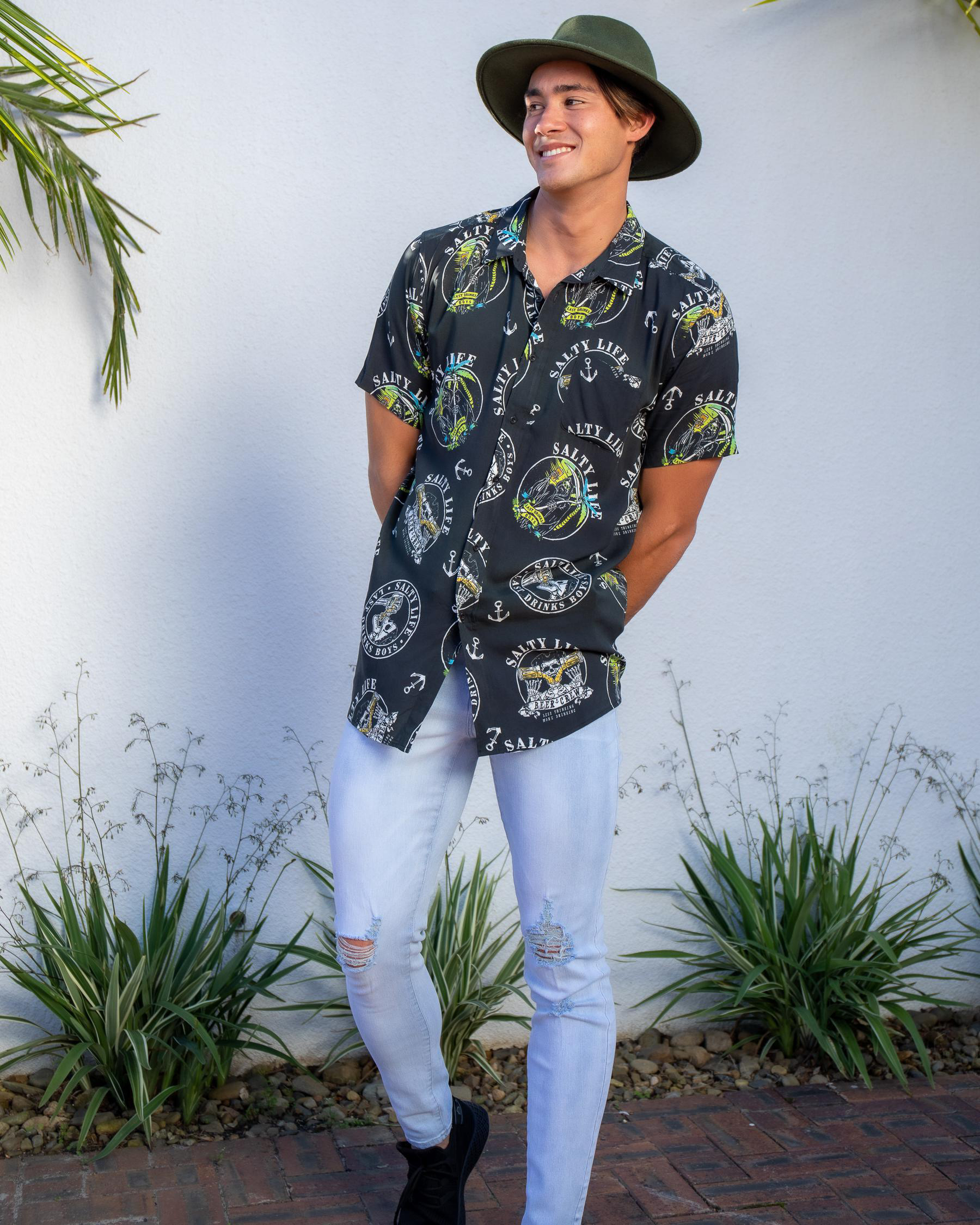 Shop Salty Life Bare Bones Short Sleeve Shirt In Black - Fast Shipping ...