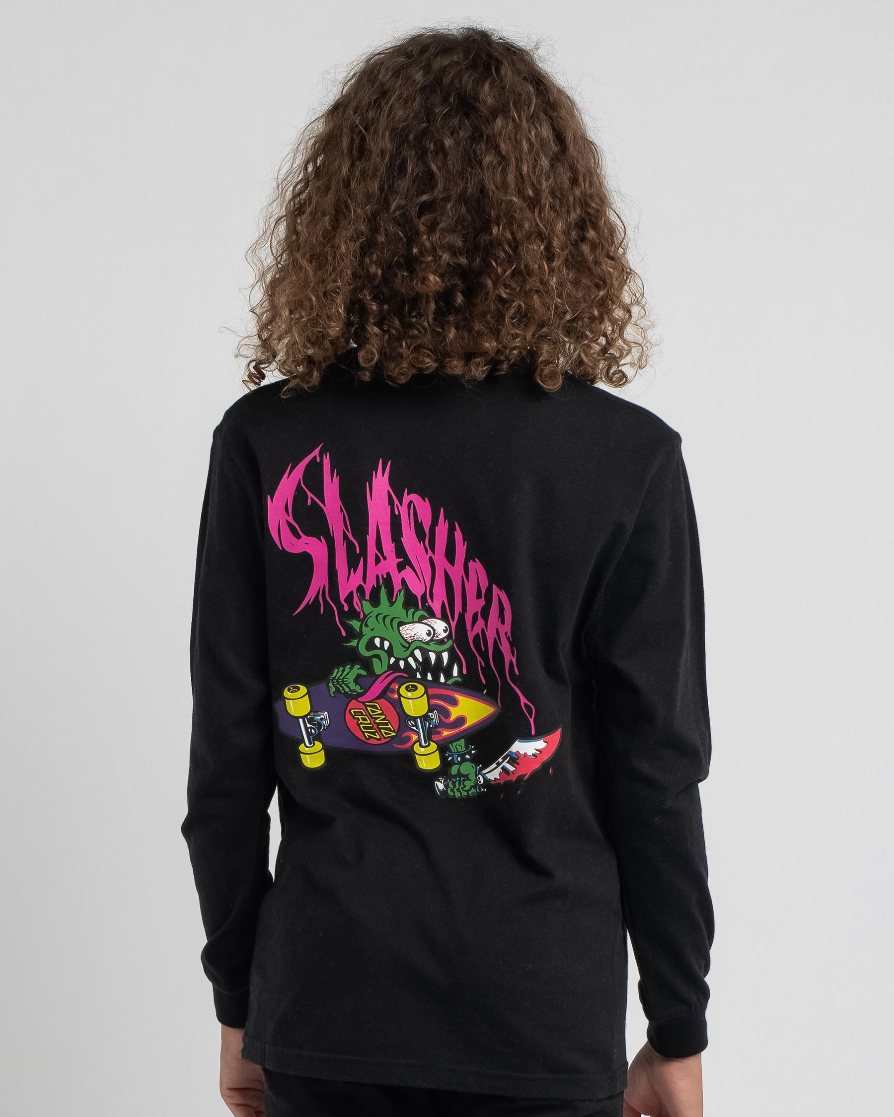 Shop Santa Cruz Boys' OG Slasher Long Sleeve T-Shirt In Black - Fast ...
