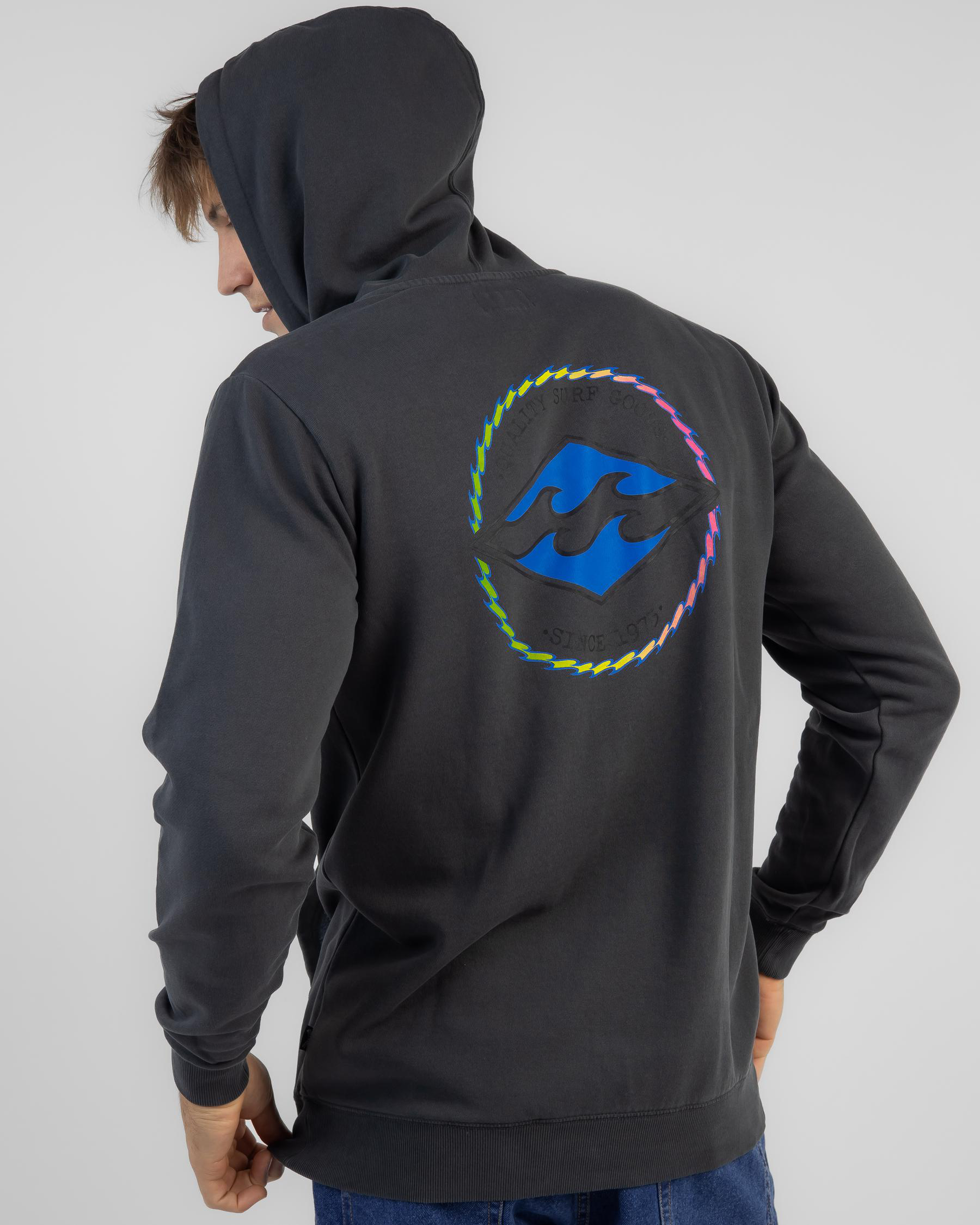 Shop Billabong Rotor Diamond Pop Hoodie In Washed Black - Fast Shipping ...