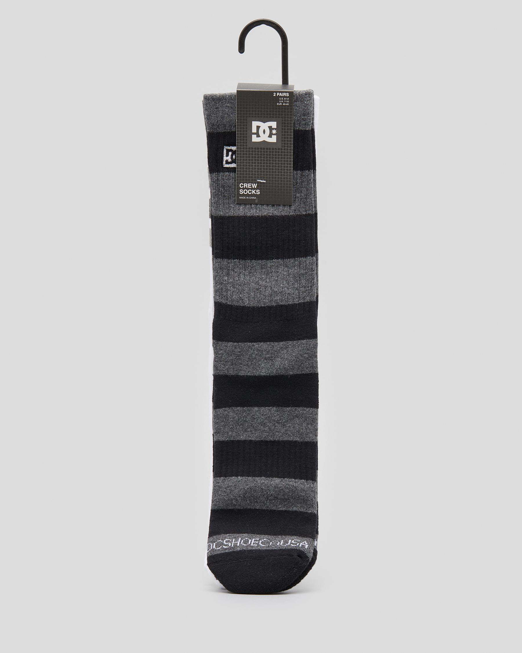Shop DC Shoes DC Stripe Crew Socks 2 Pack In Black - Fast Shipping ...