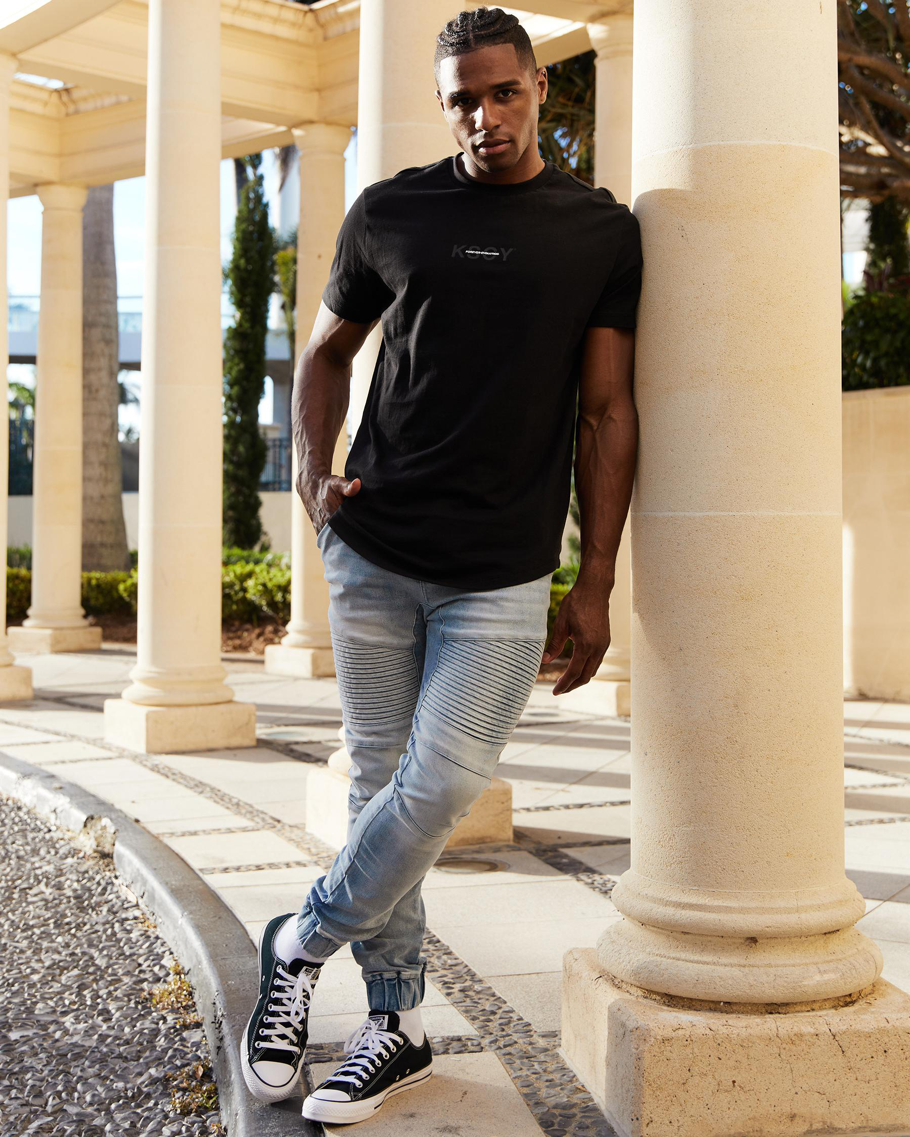 Shop Kiss Chacey Tustin Dual Curved T-Shirt In Jet Black - Fast ...