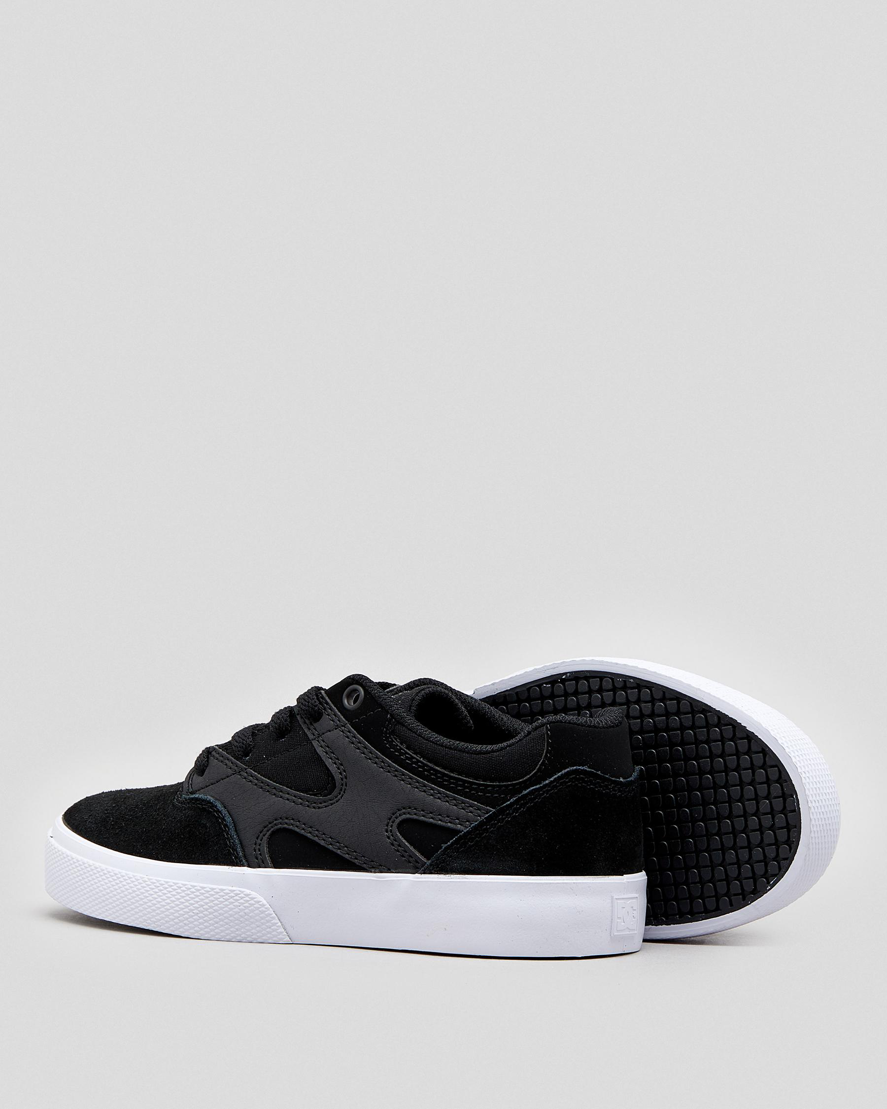Shop DC Shoes Boys' Kalis Vulc Shoes In Black/black/white - Fast ...