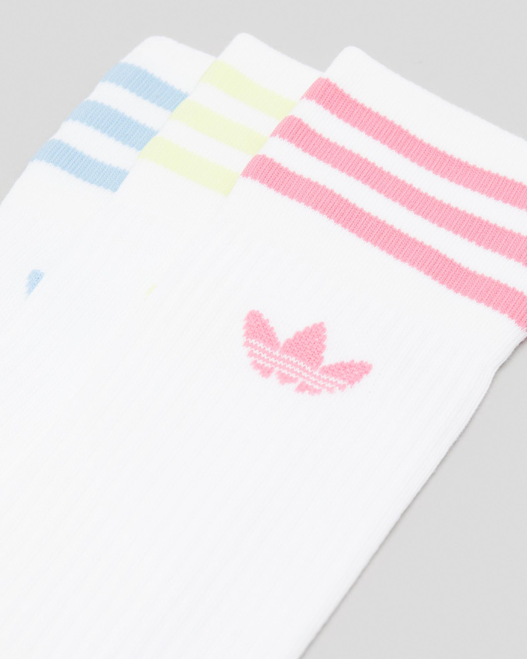 Shop adidas Womens Solid Crew Sock Pack In White / Pulse Yellow / Rose ...