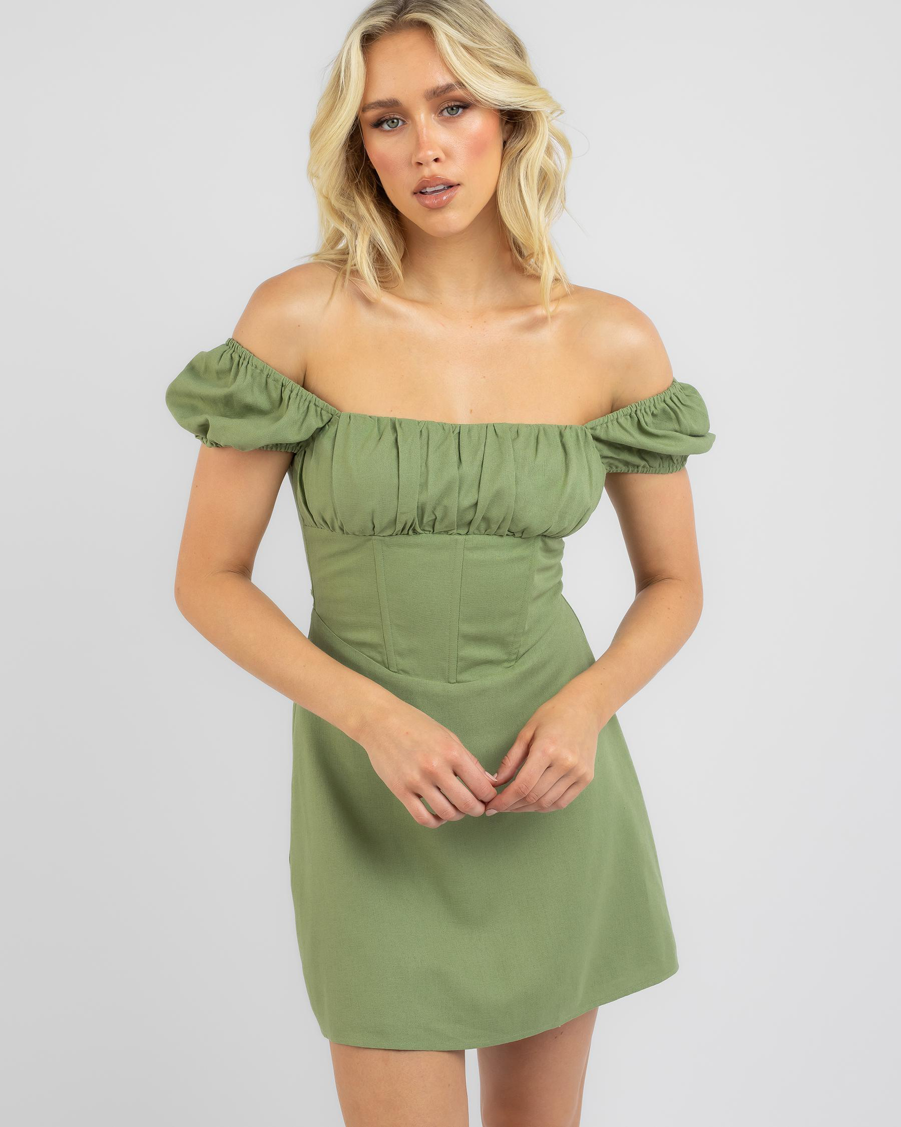 Shop Ava And Ever Reggie Dress In Sage - Fast Shipping & Easy Returns ...